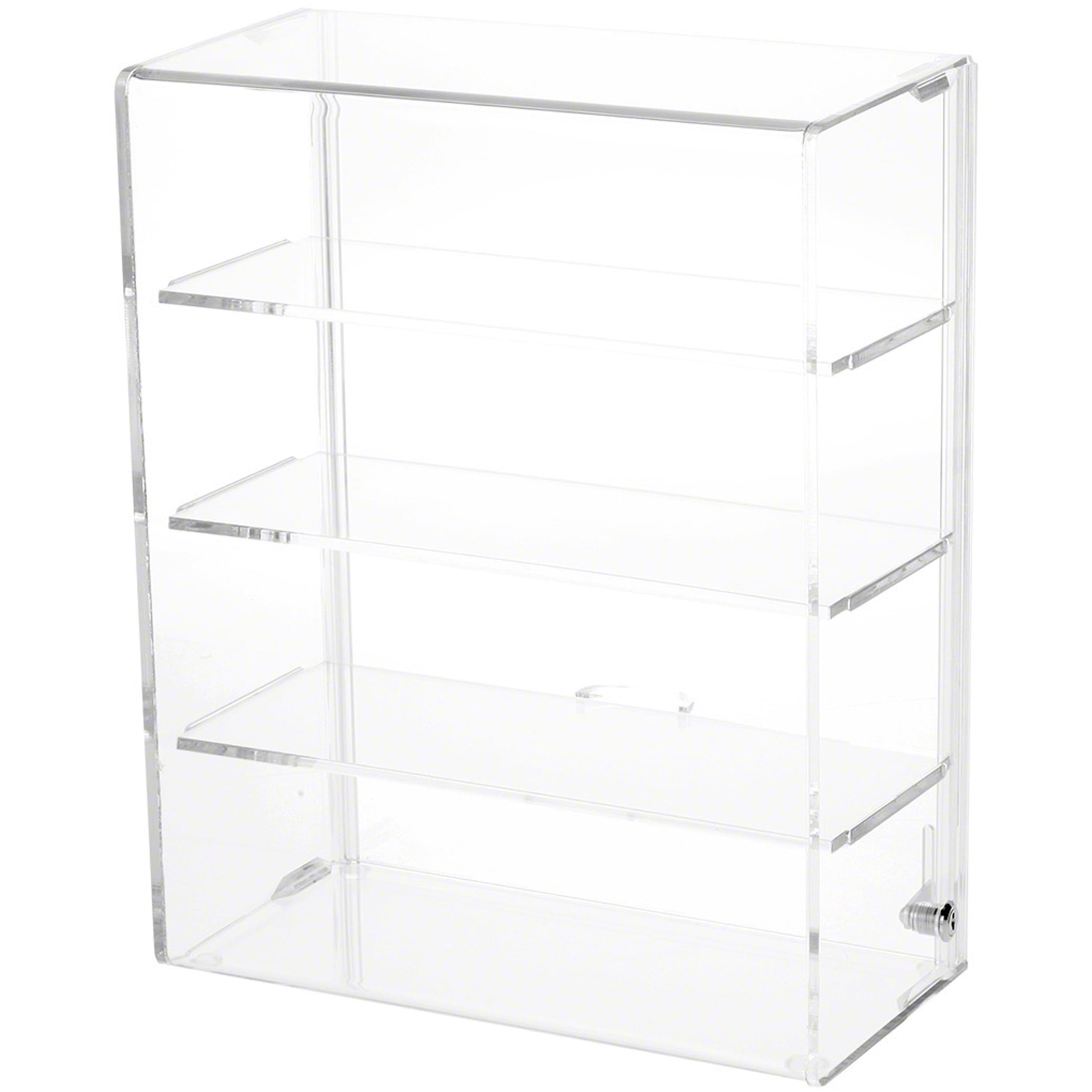 Plymor Clear Acrylic Locking Display Case with Sliding Back, 3 Shelves ...