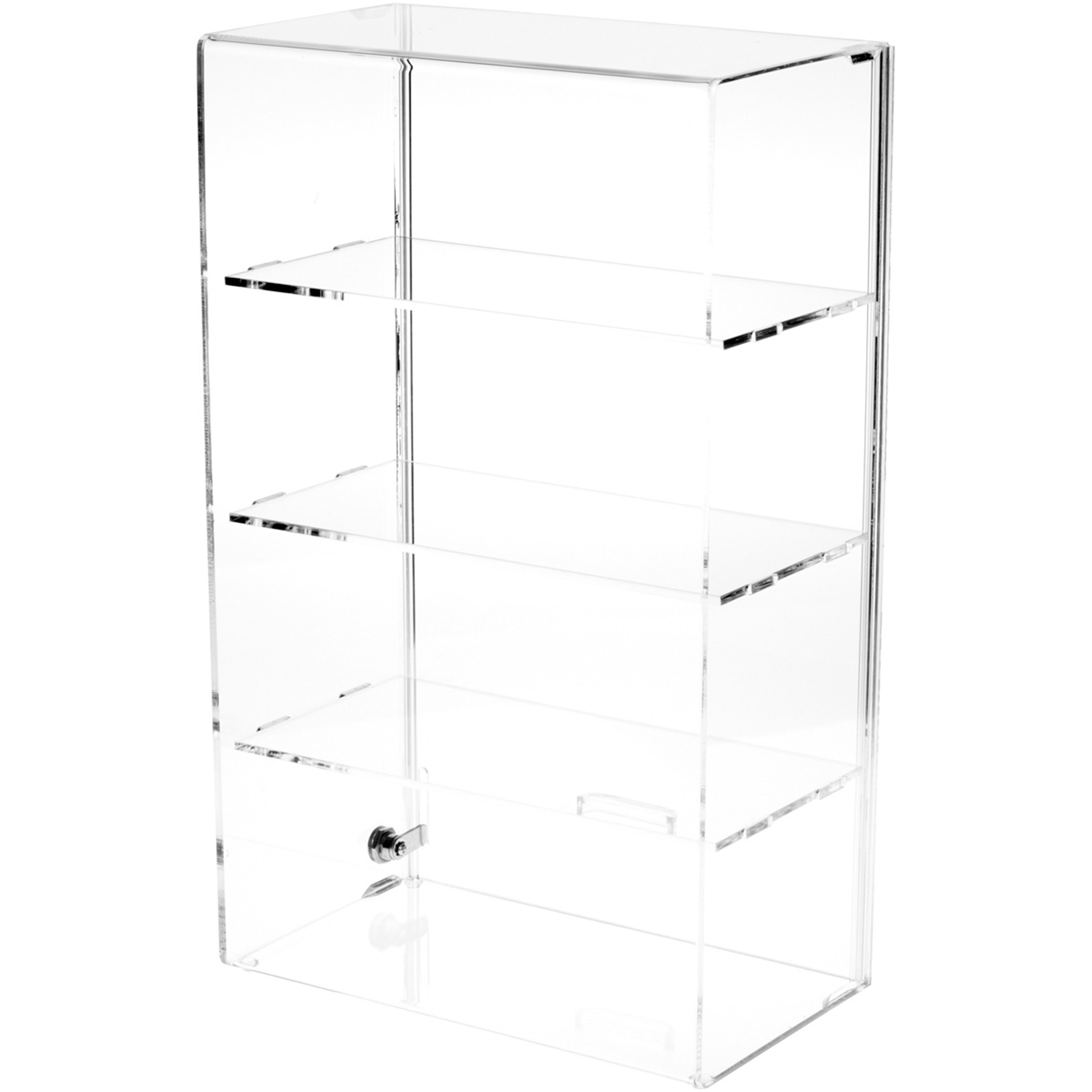Plymor Clear Acrylic Locking Display Case with Sliding Back, 3 Shelves ...