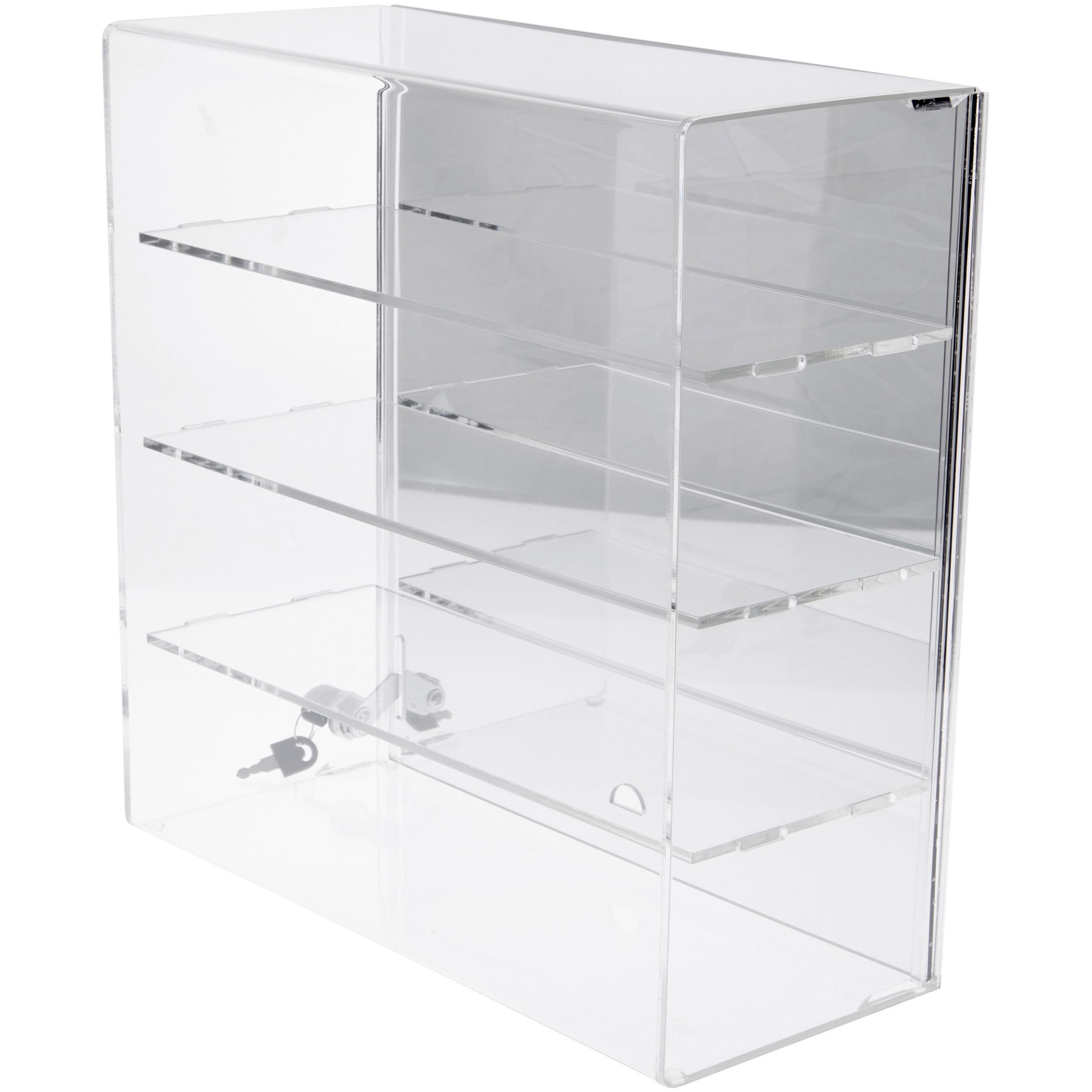 Plymor Clear Acrylic Locking Display Case with Sliding Back, 3 Shelves ...