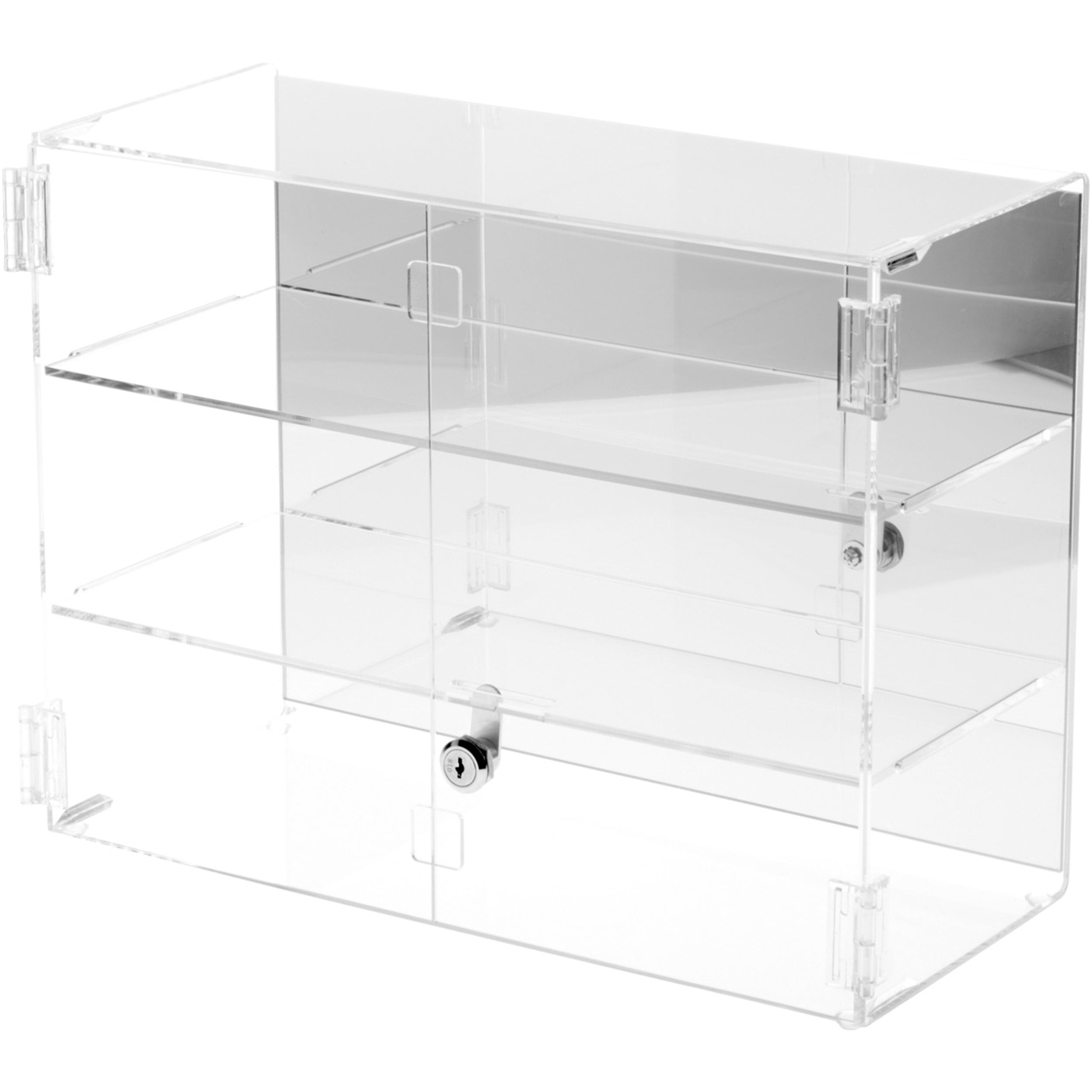Plymor Clear Acrylic Rectangular Locking Display Case, 2 Shelves ...