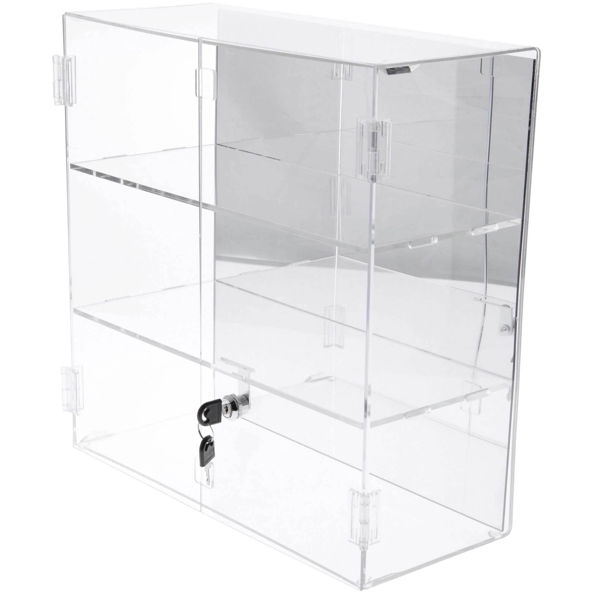 Plymor Clear Acrylic Rectangular Locking Display Case, 2 Shelves ...