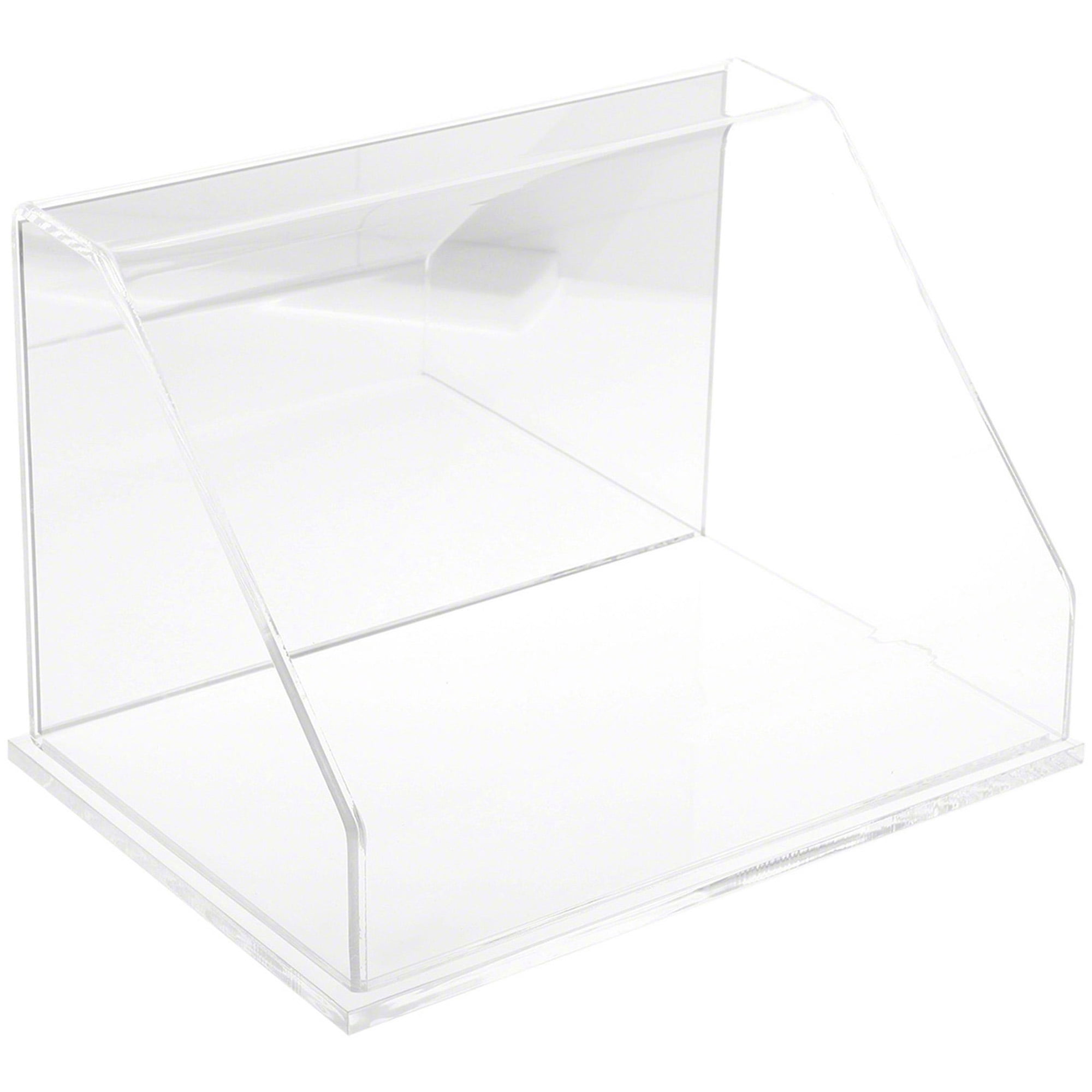 Plymor Clear Acrylic Slanted Front Display Case with Base (Mirror Back ...