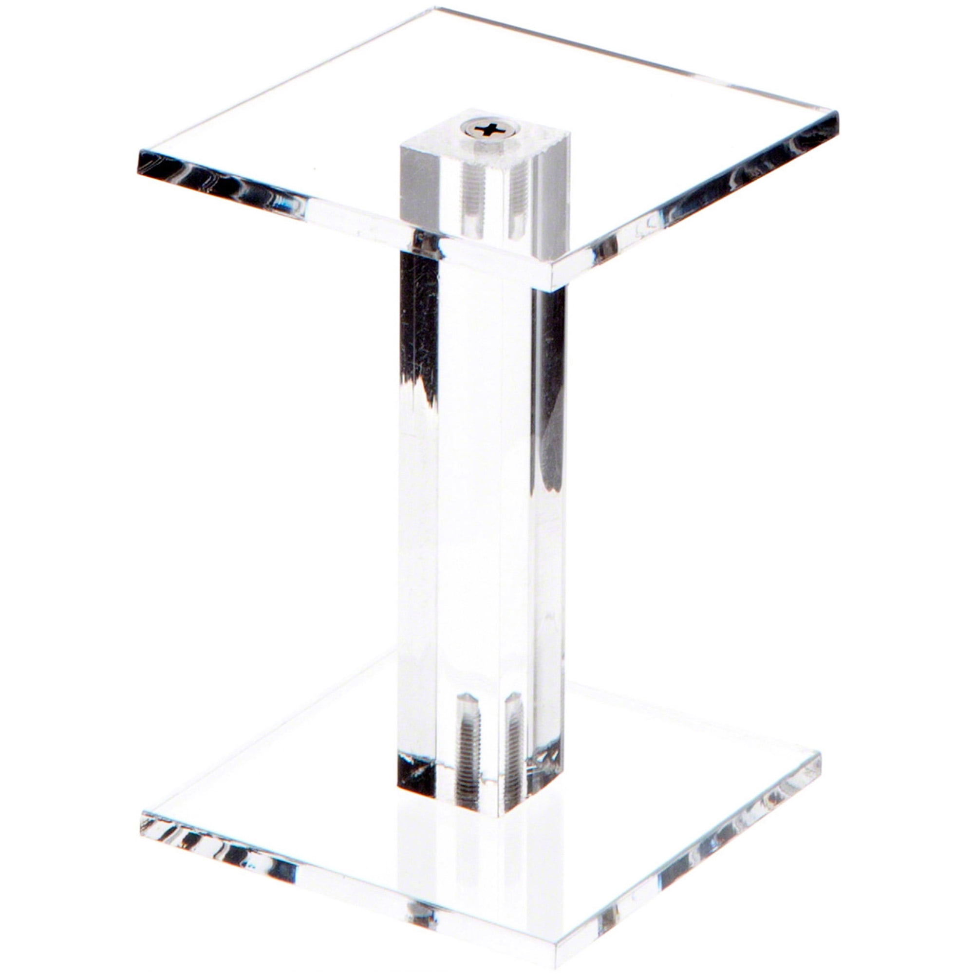 Plymor Clear Acrylic Square Barbell Pedestal Display Riser 4.375