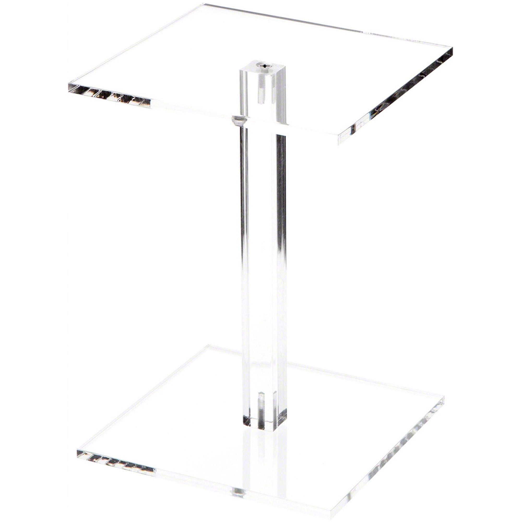 Plymor Clear Acrylic Square Barbell Pedestal Display Riser, 8.5