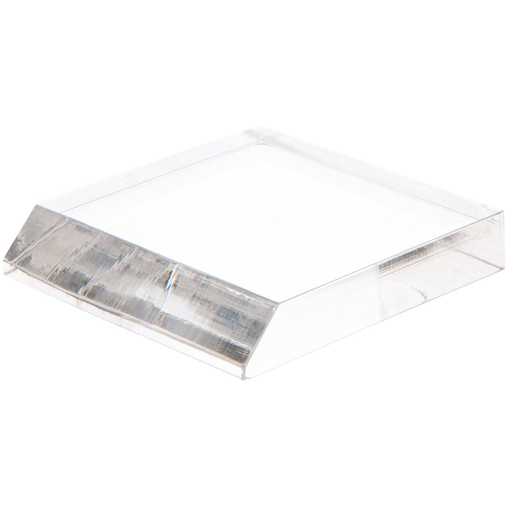 Plymor Clear Acrylic Square Display Base (Angled-Front for Label), 2