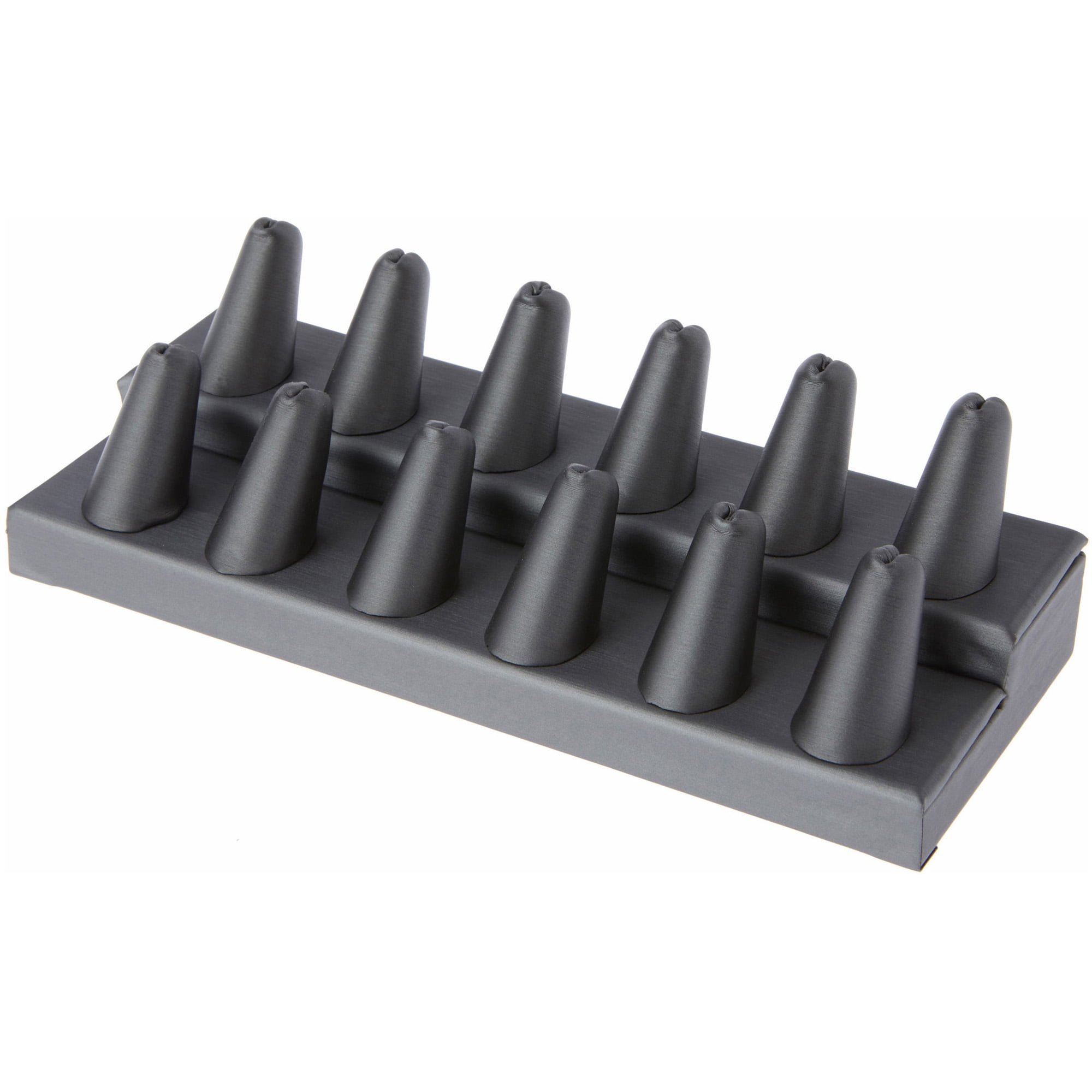 Plymor Gray Faux Leather 2-Tier Ring Finger Display, Twelve on ...