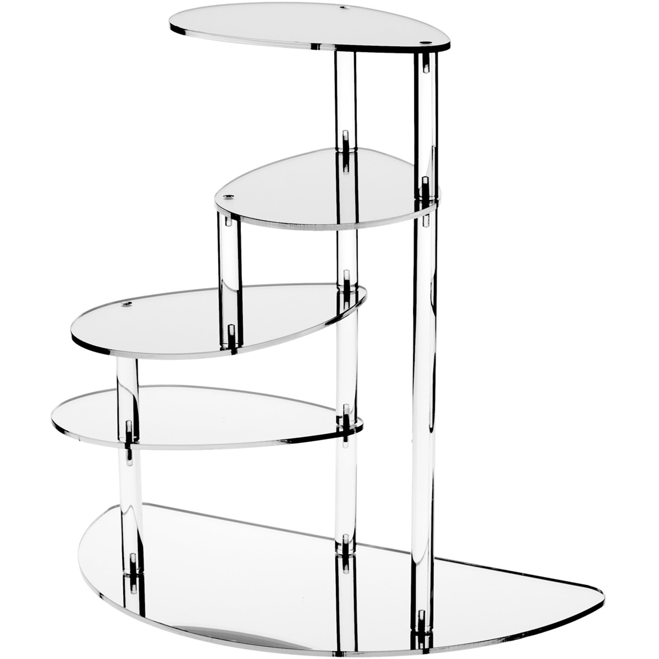 Plymor Mirrored Acrylic 4-Shelf Spiral Display Riser, 19" H x 19.75" W ...