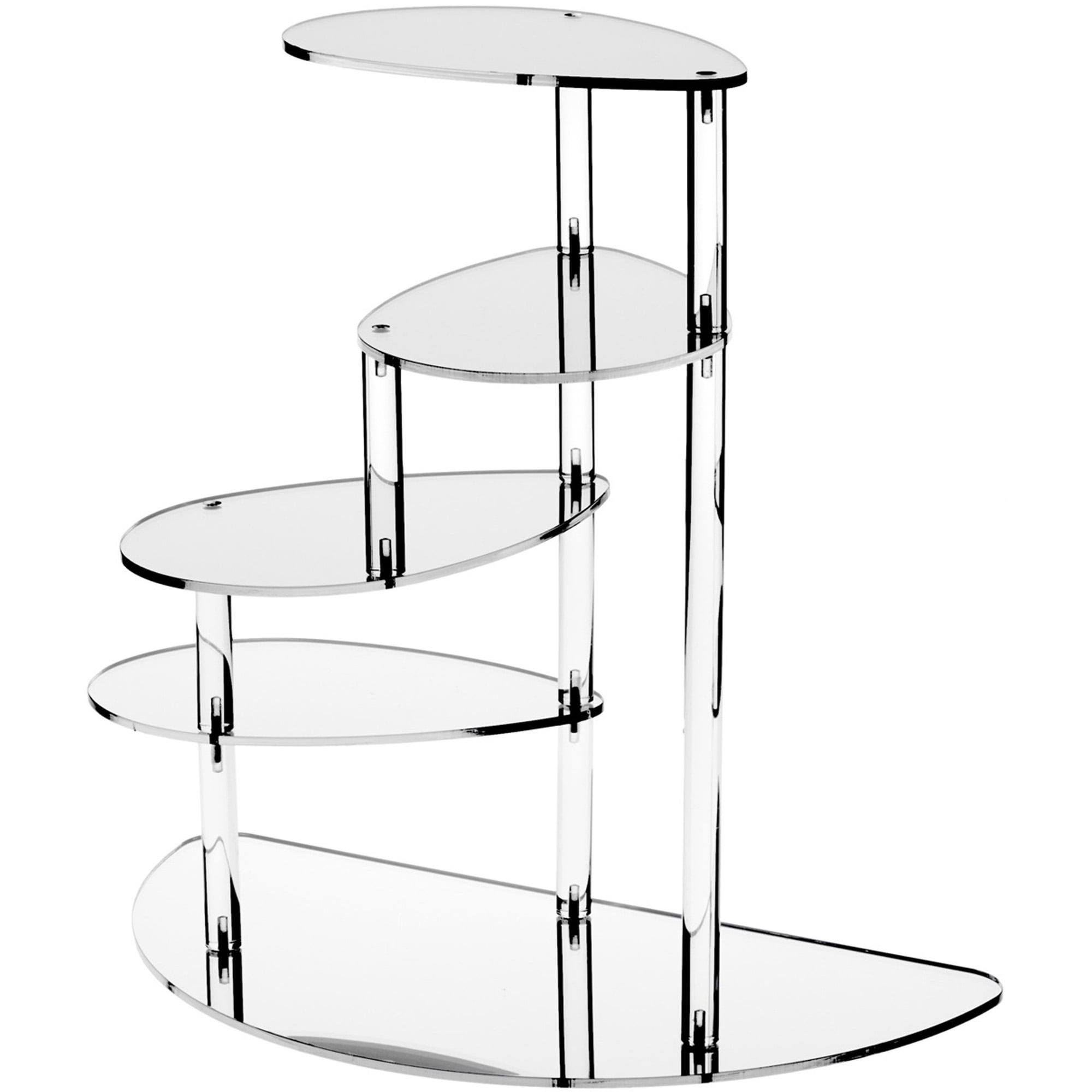 Plymor Mirrored Acrylic 4-Shelf Spiral Display Riser, 19" H x 19.75" W ...