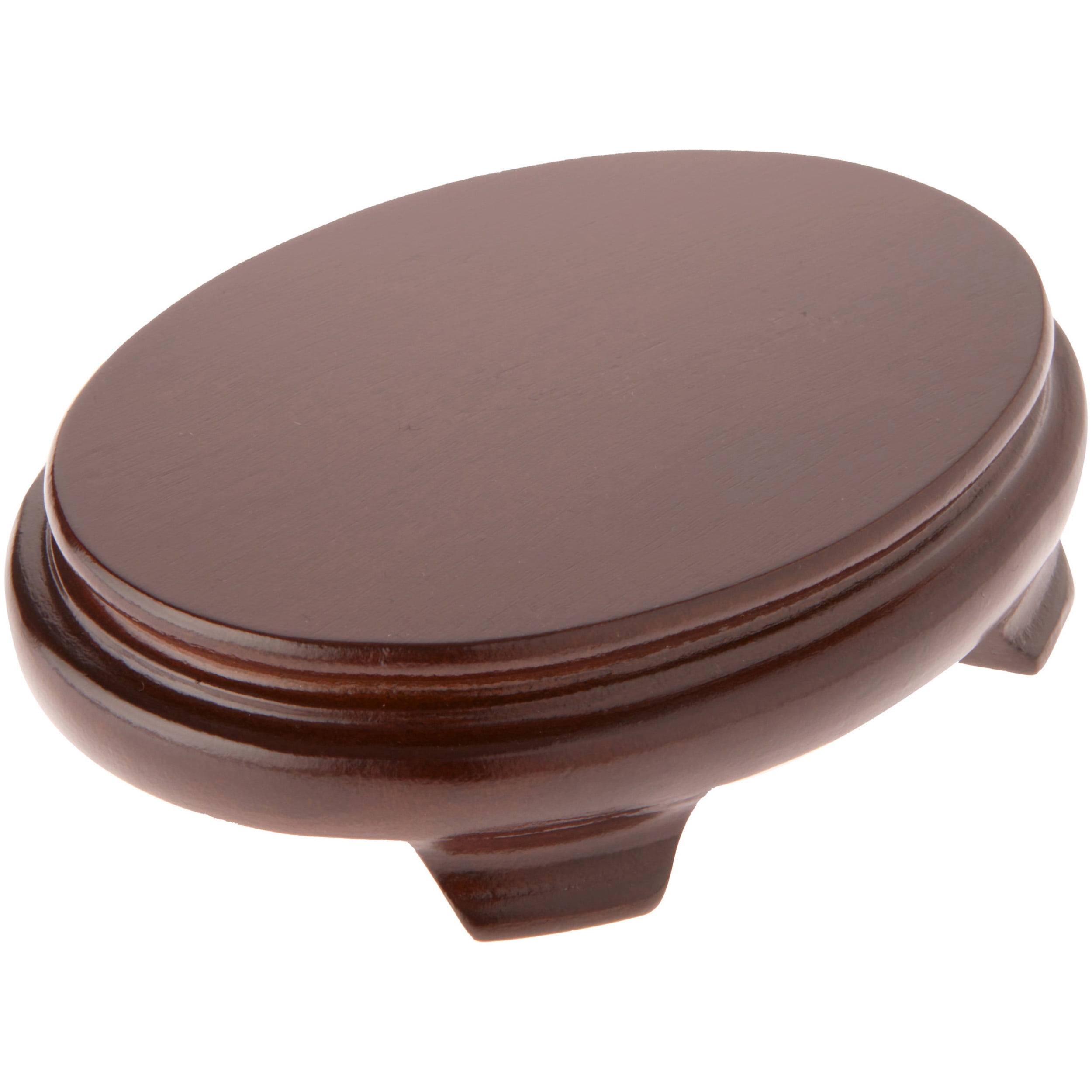 Plymor Walnut Oval Wood Veneer Footed Display Base, 5.5" W x 4" D x 1.25" H (5" x 3.5" Display ...