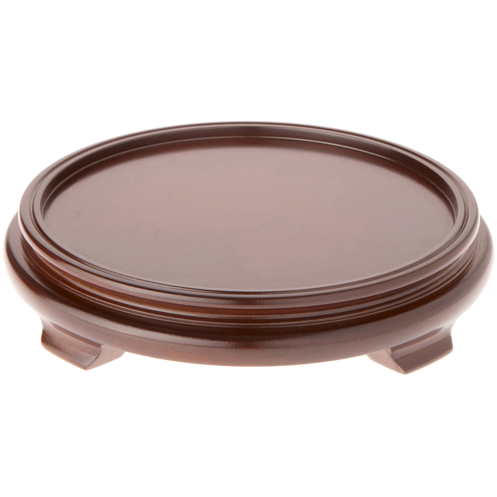Plymor Walnut Round Wood Veneer Footed Display Base, 10.5" W x 10.5" D ...