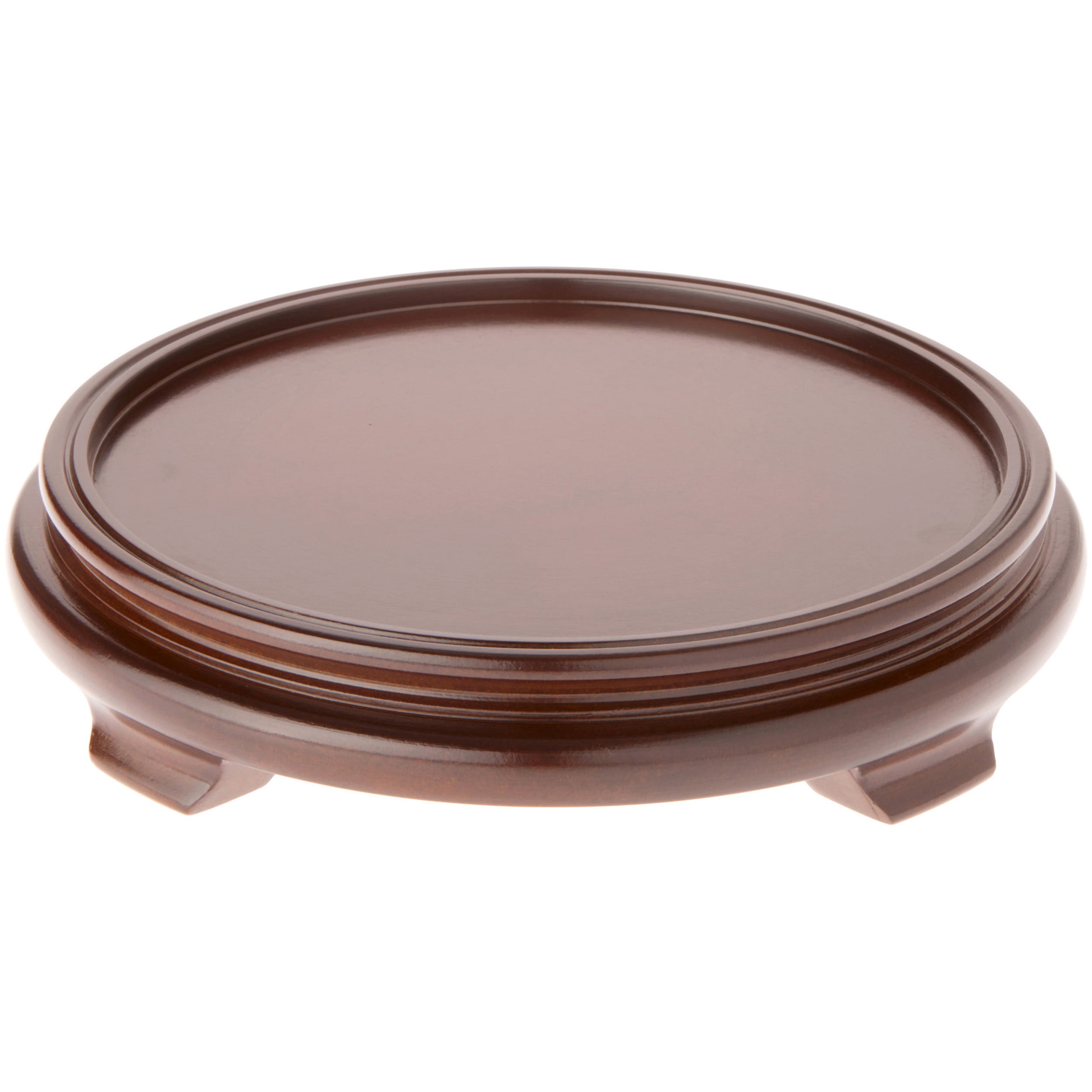 Plymor Walnut Round Wood Veneer Footed Display Base, 10.5" W x 10.5" D ...