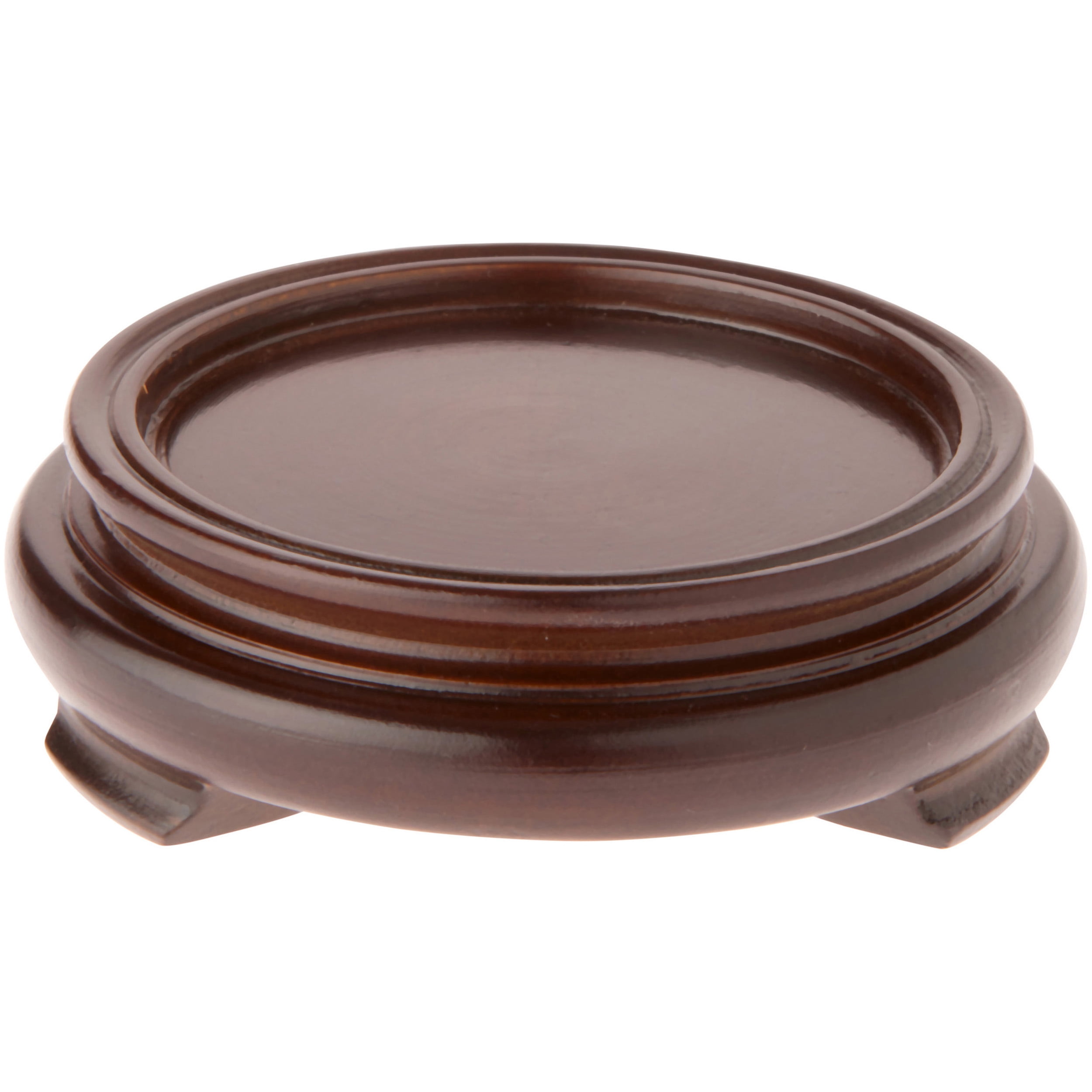 Plymor Walnut Round Wood Veneer Footed Display Base, 3.625" W x 3.625" D x 1.25" H (2.5" Display ...