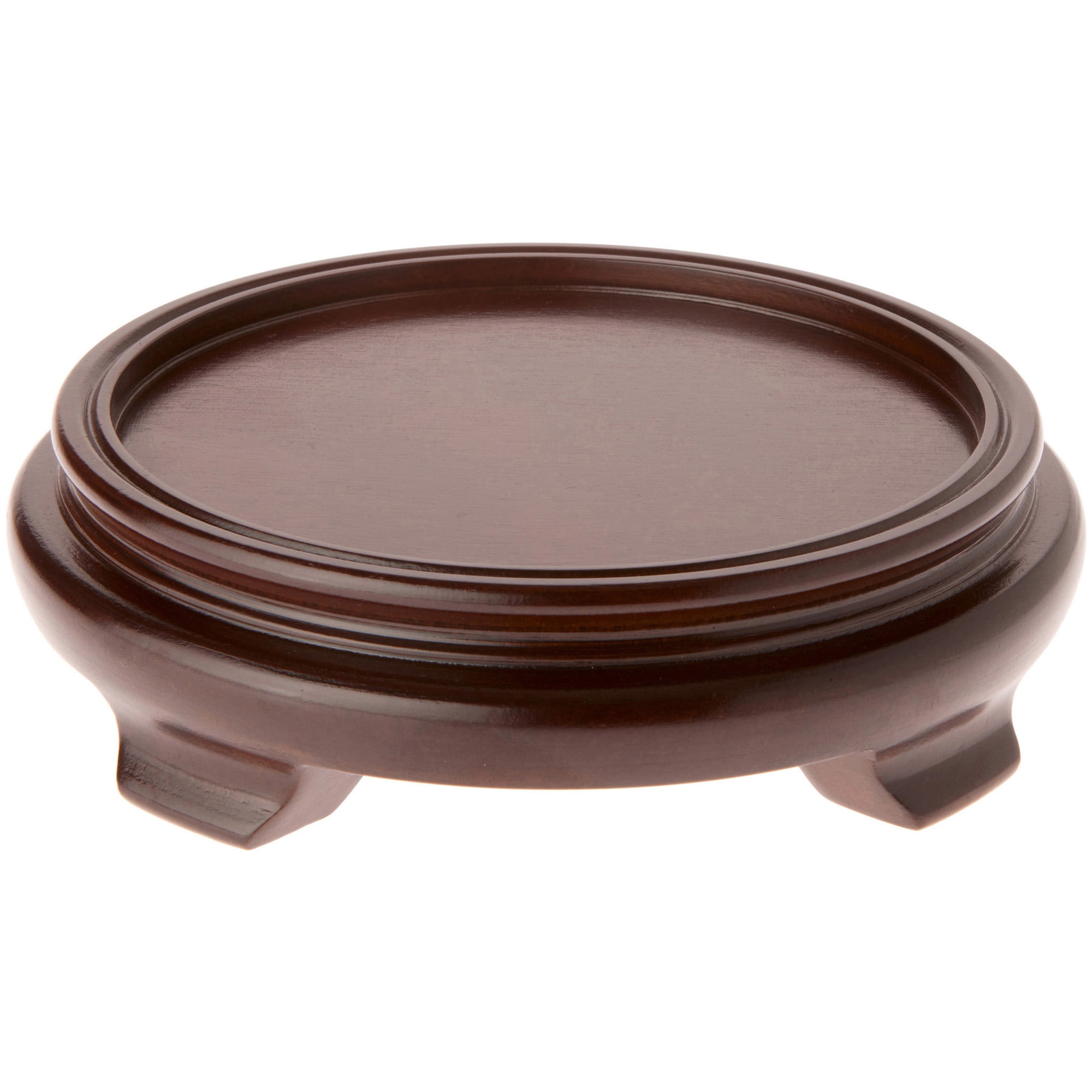 Plymor Walnut Round Wood Veneer Footed Display Base, 7.5" W x 7.5" D x ...