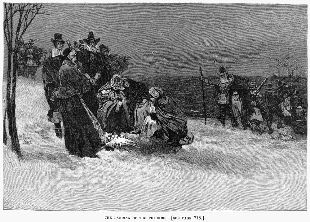 Plymouth Rock: Landing. /Nthe Landing Of The Pilgrims At Plymouth Rock ...