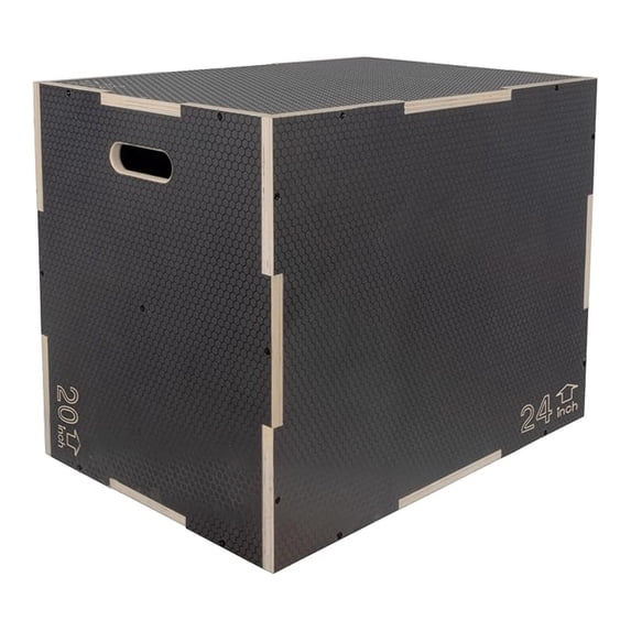 Plyo Box 3 in 1 Non-Slip Wooden, Jumping Exercise Box - 12x14x16 Inch ...