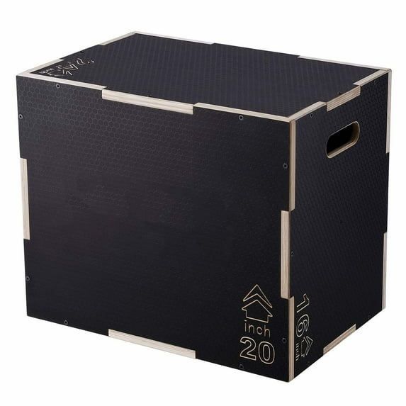Plyometric Jump Box 24/20/16 Inch, Wooden Plyo Box for Fitness, 3-in-1 ...