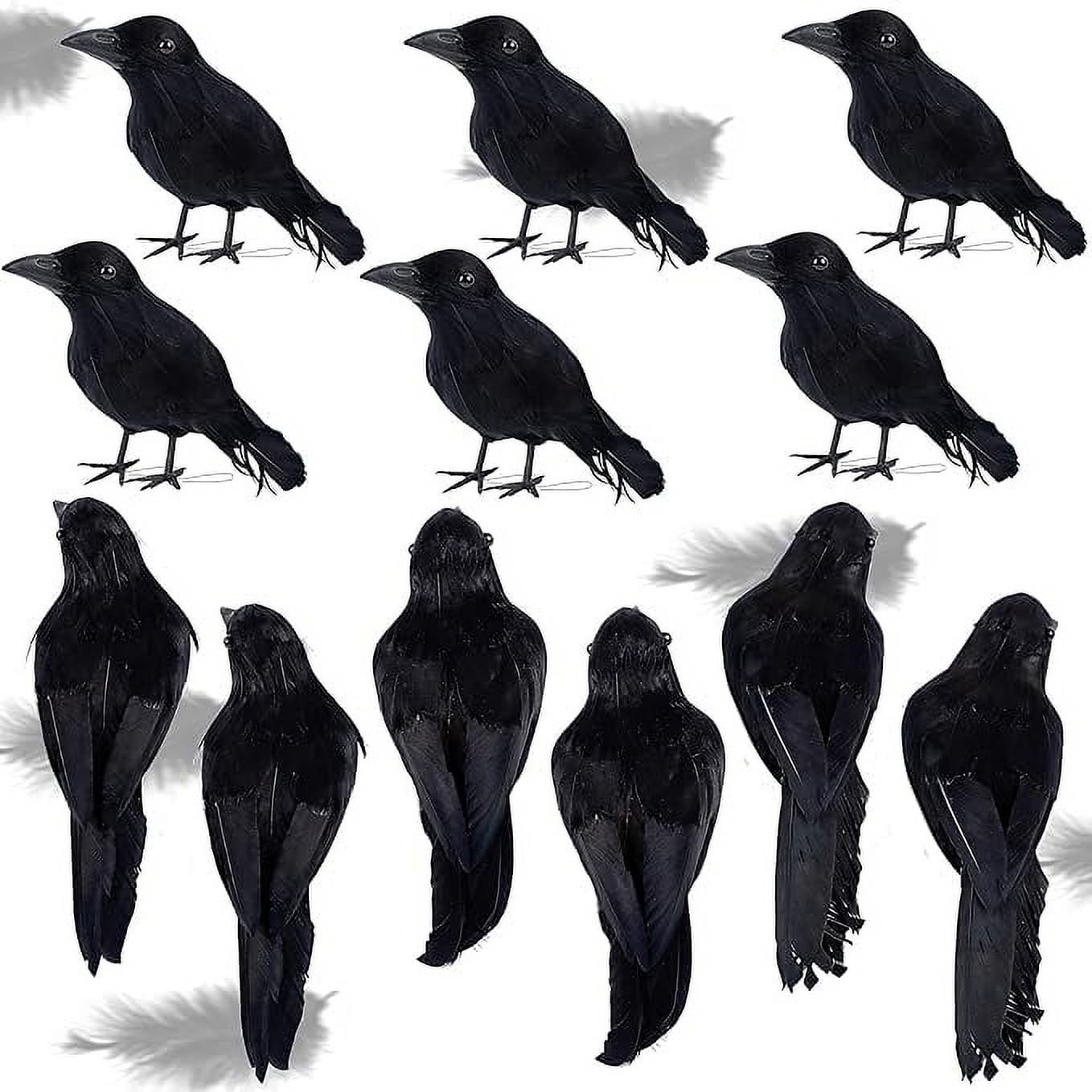 Plyzle 18-Inch Black Crows for Halloween: Realistic Artificial Birds ...
