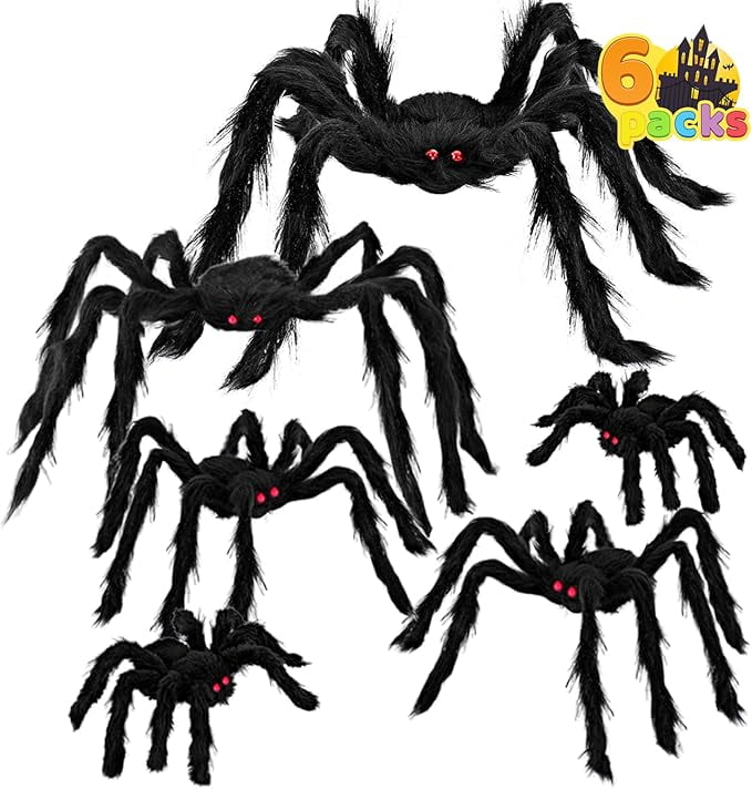 Plyzle 6 Pieces Hairy Spiders Fake Spiders Plush Spiders Realistic ...