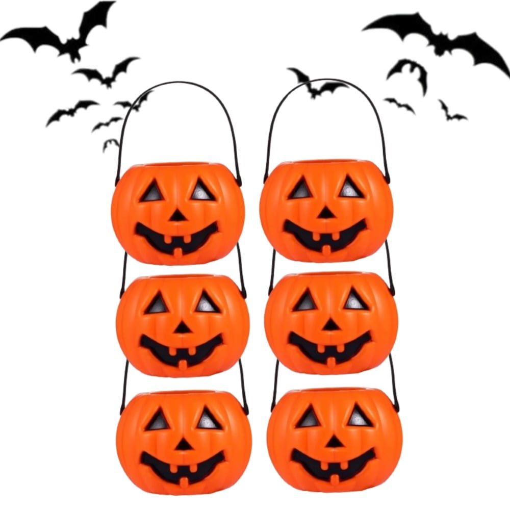 Plyzle Festive Fun: 6 Mini Orange Pumpkin Buckets Perfect for Halloween ...