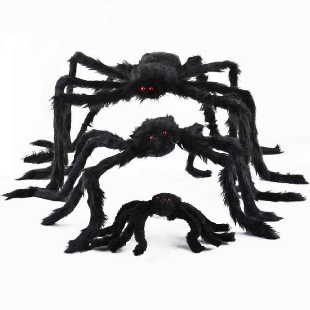 Plyzle Halloween Spider Decorations, 3 Pcs Realistic Hairy Halloween ...