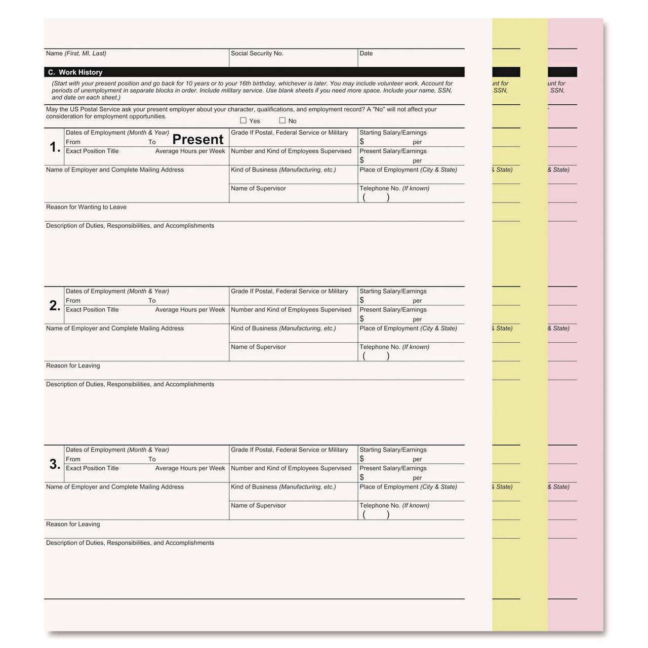 PM Company 59102 8.5 in. x 11 in. 3-Part Digital Carbonless Paper ...