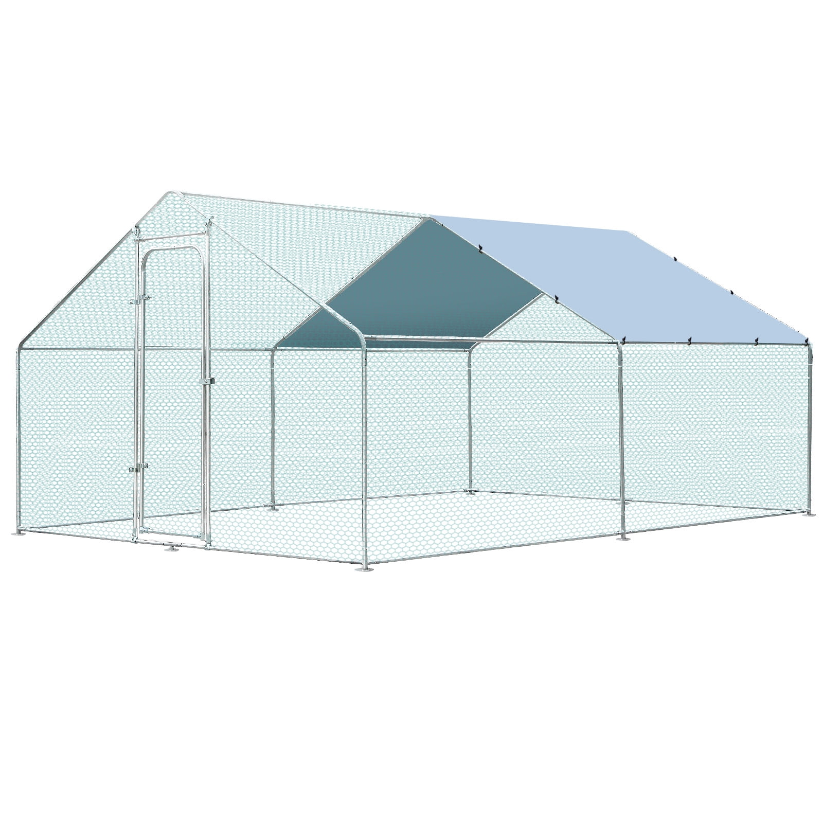 Pmango Large Metal Chicken Coop for 20-25 Chickens, Walk-in Chicken Run ...