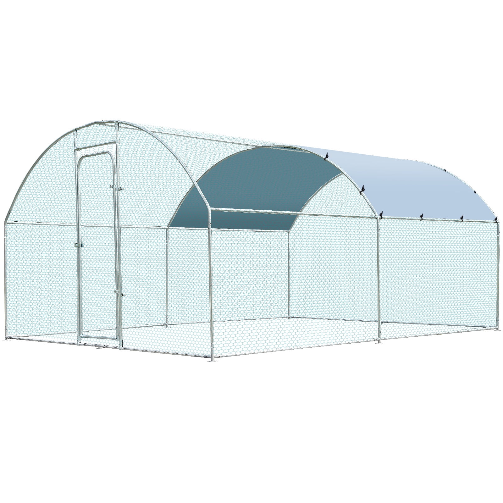 Pmango Large Metal Chicken Coop for 20-25 Chickens, Walk-in Chicken Run ...