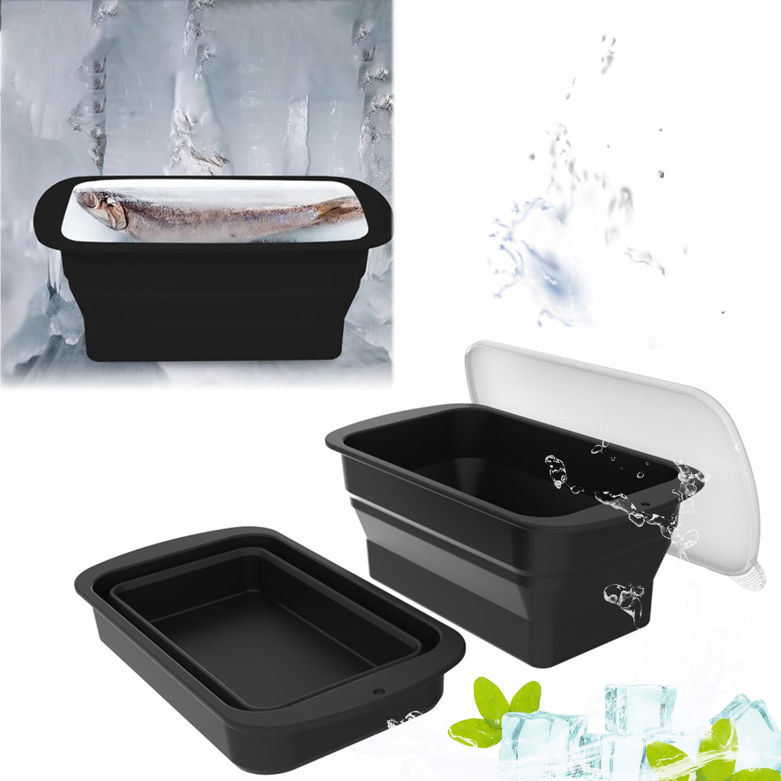 Pmars Deals！Kitchen Ice Grid Silicone Extra Large Ice Block with Lid 8 ...