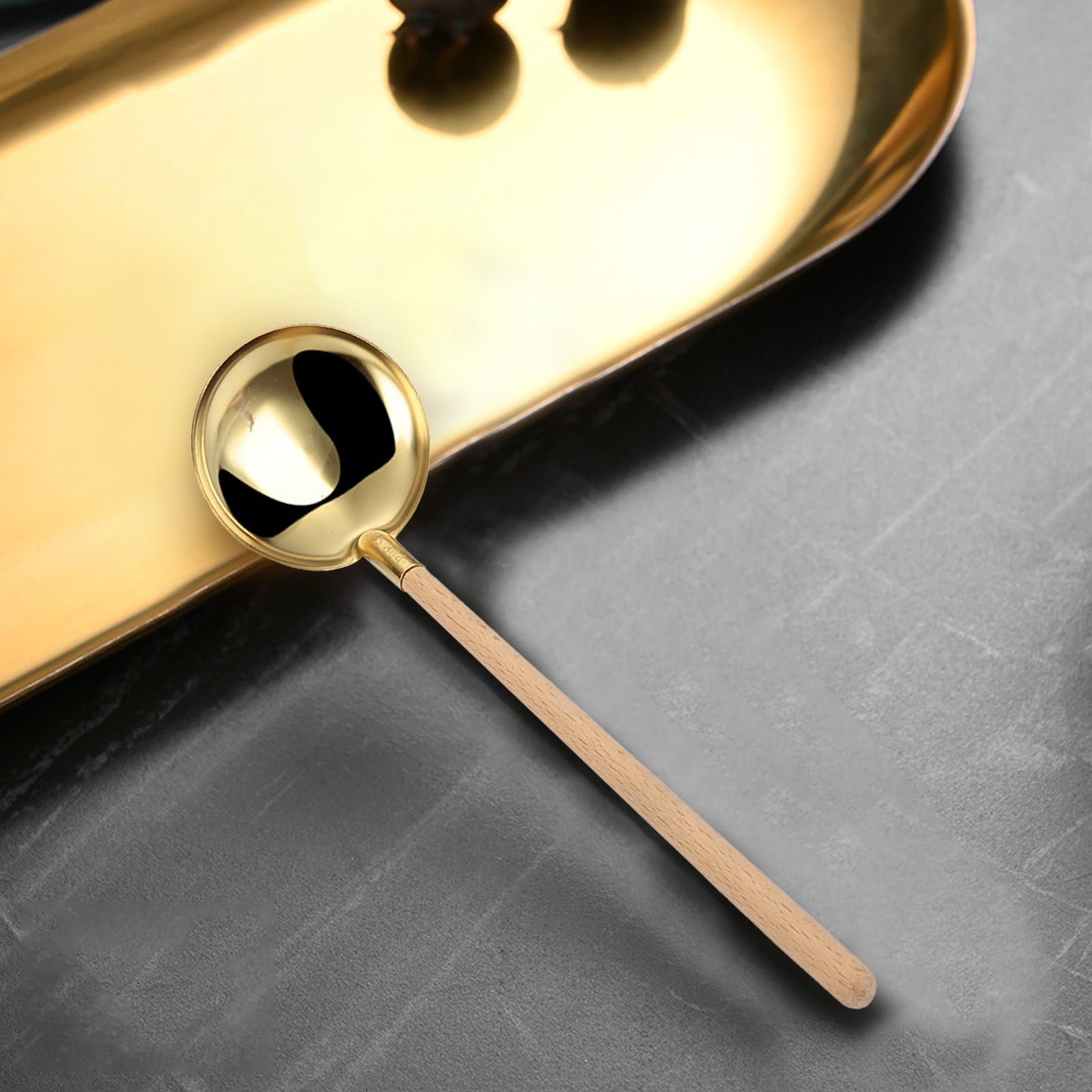 Pmars Cooking Spoons Wooden Handle Hot Pot Spoon 304 Stainless Steel ...