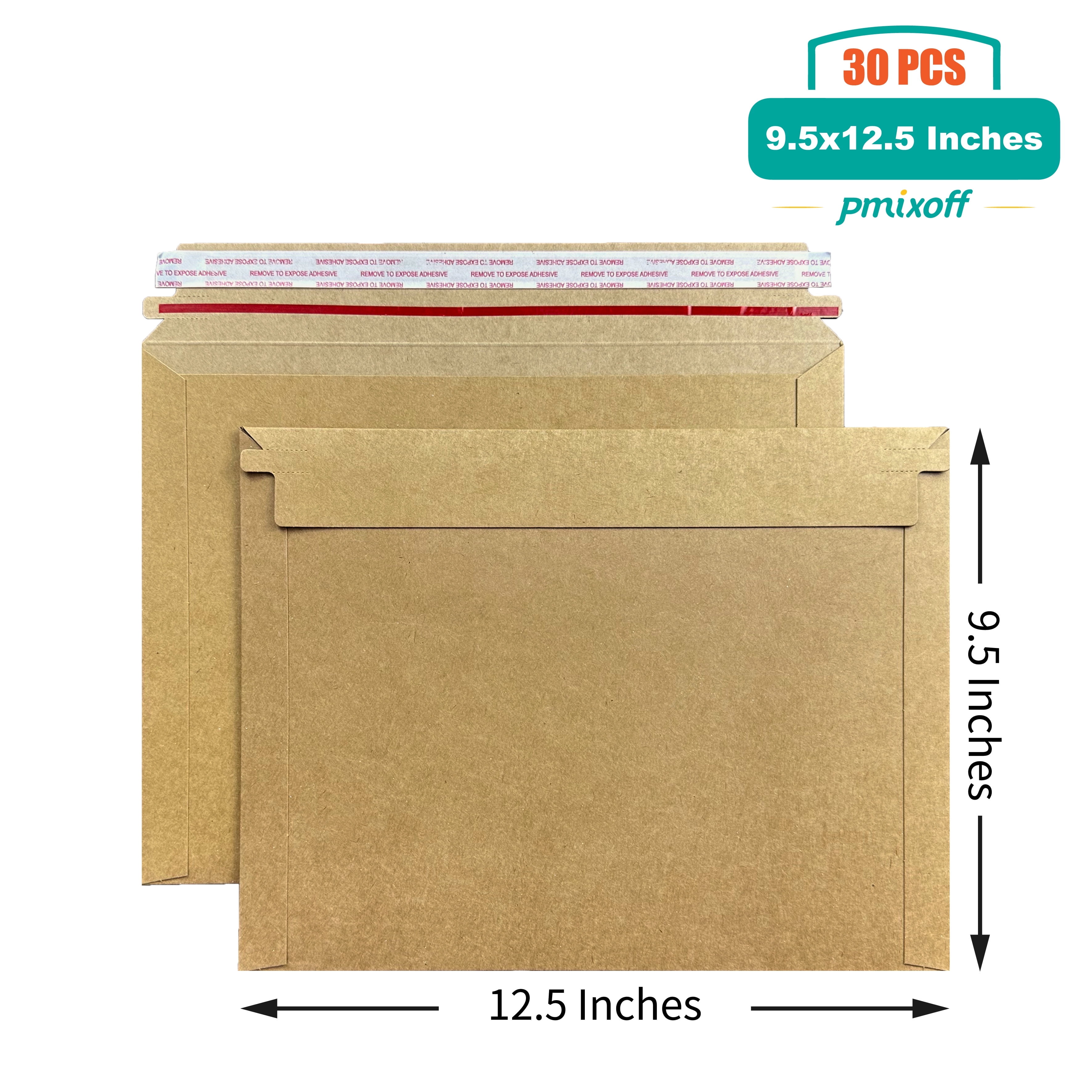 Pmixoff 30 Pack Rigid Kraft Brown Mailers, Self-Seal, 9.5 x 12.5 Inches ...