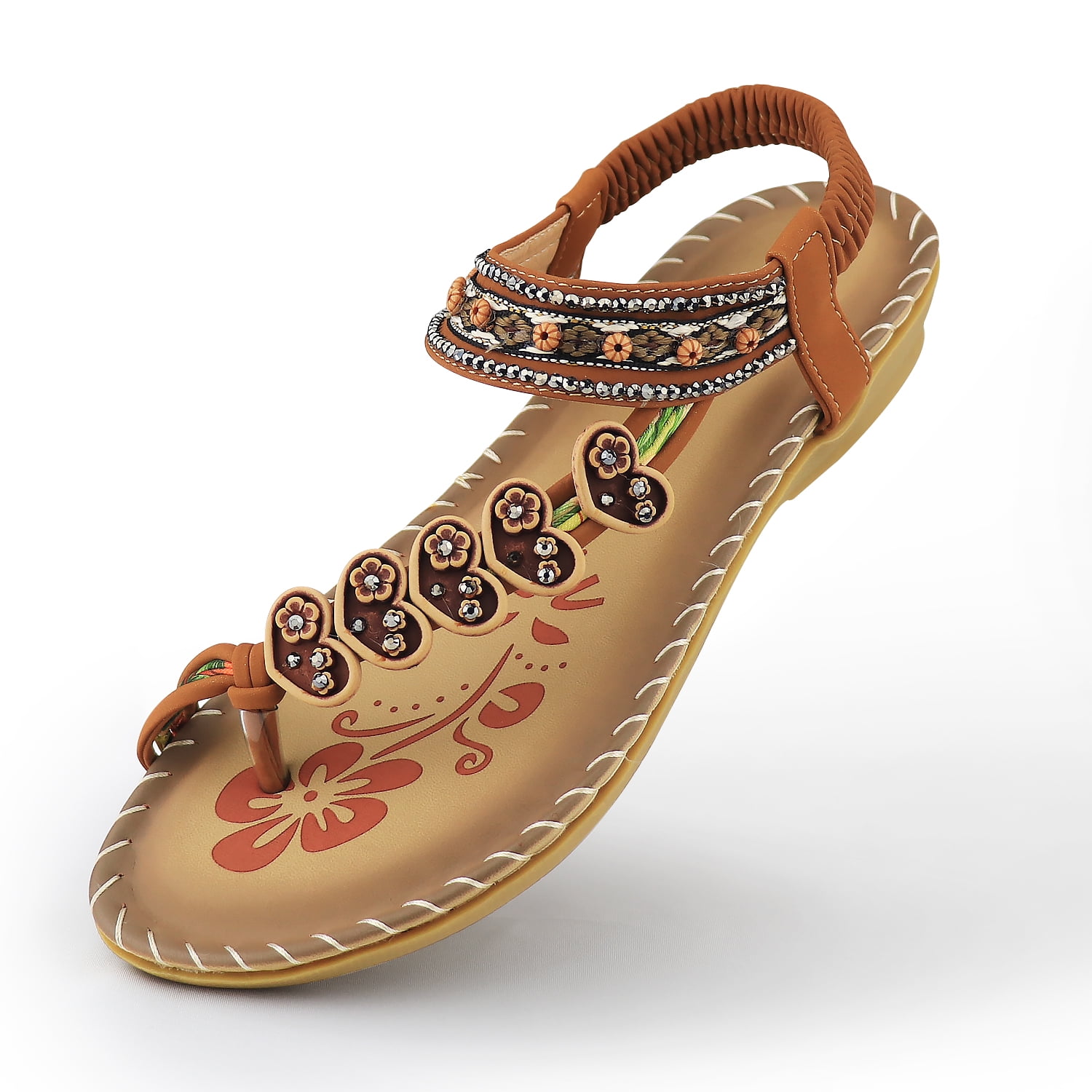 Pmoiste Comfortable Walking Sandals for Women Resorts Thong Toe Ring ...