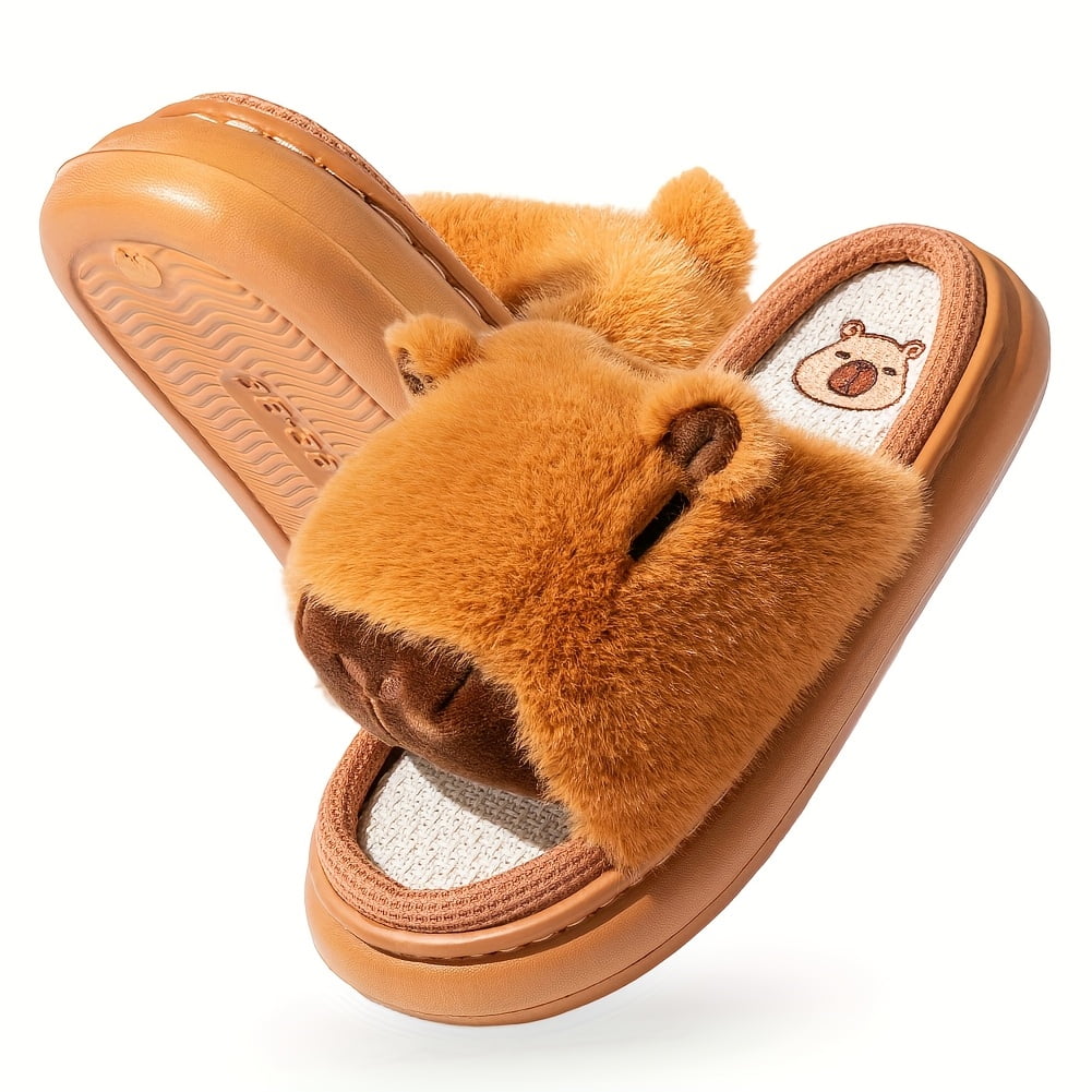 Pmoiste Funny Slippers for Women Indoor Cute Fluffy Capybara Platform ...