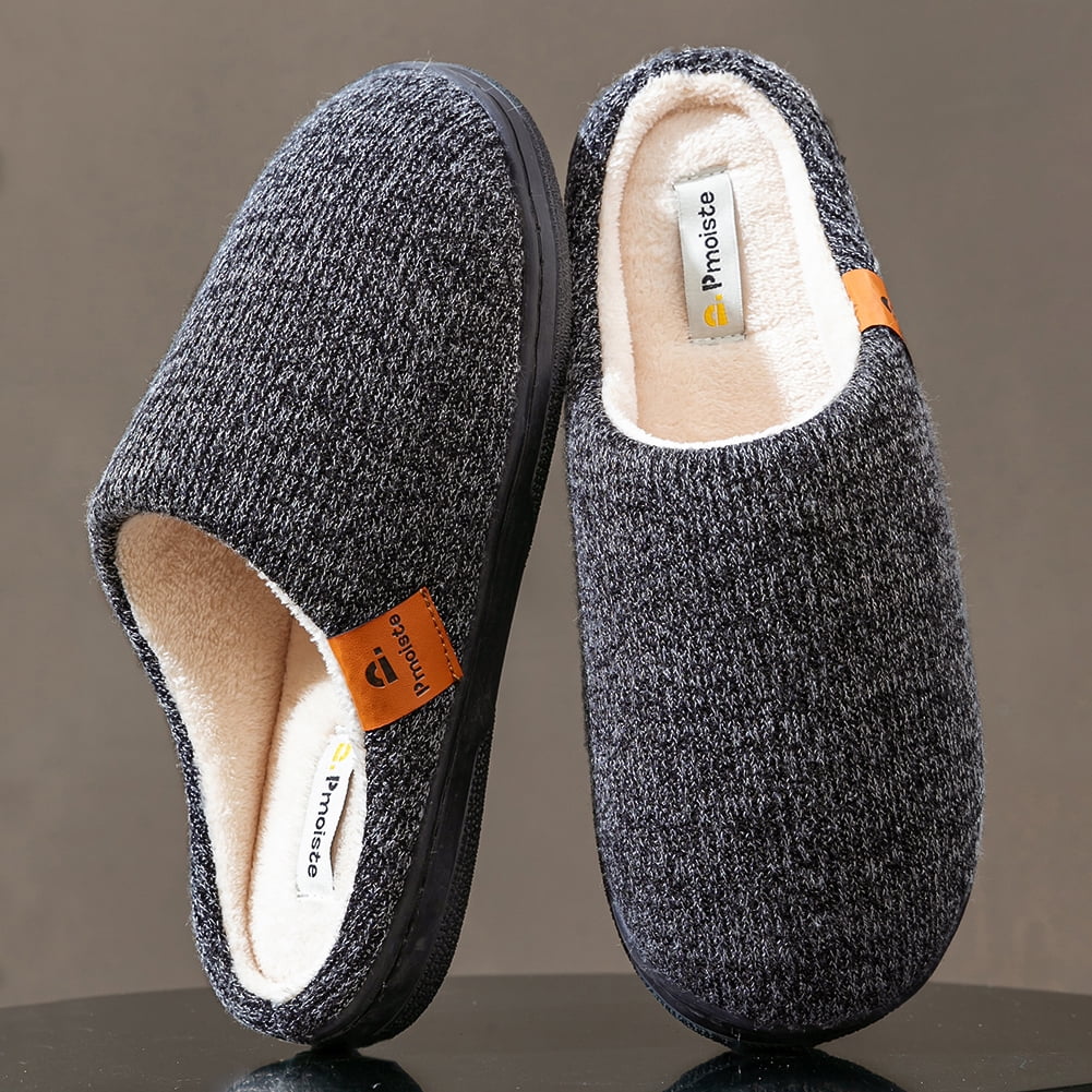Pmoiste Fuzzy Men's House Slippers Memory Foam Non Slip Comfort Soft ...