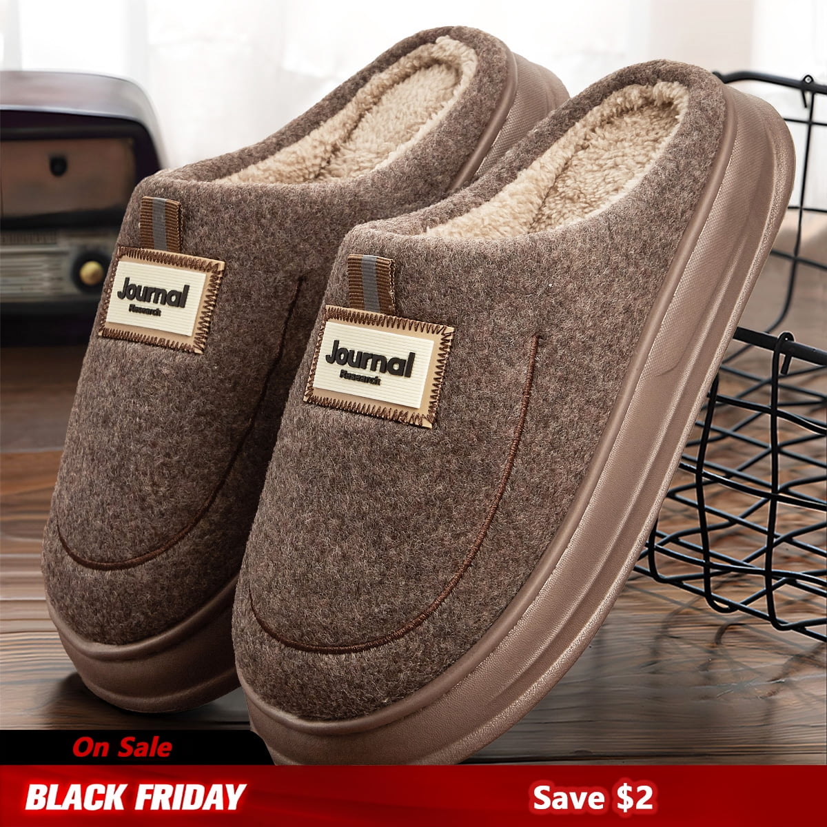 Pmoiste Home Slippers For Men Fuzzy Comfortable EVA Platform House ...