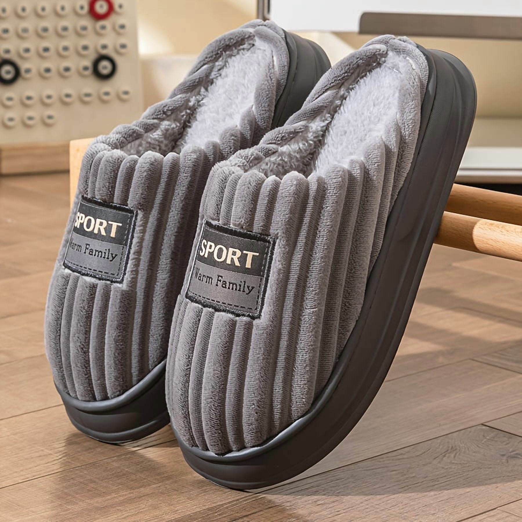 Pmoiste Mens Stripes House Slippers Platform Light EVA Soft Memory Foam ...