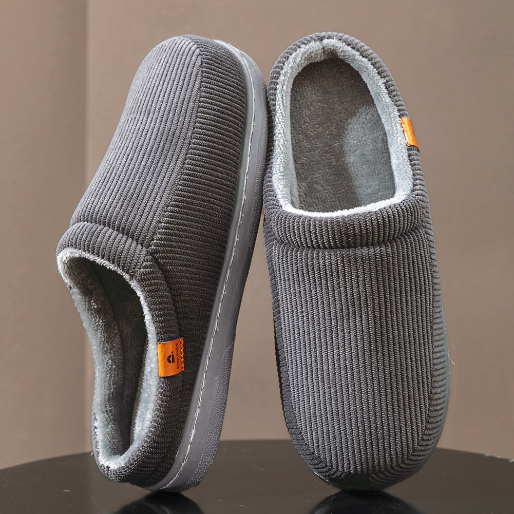 Pmoiste Men's House Slippers Soft Corduroy Comfy Memory Foam Non Slip ...
