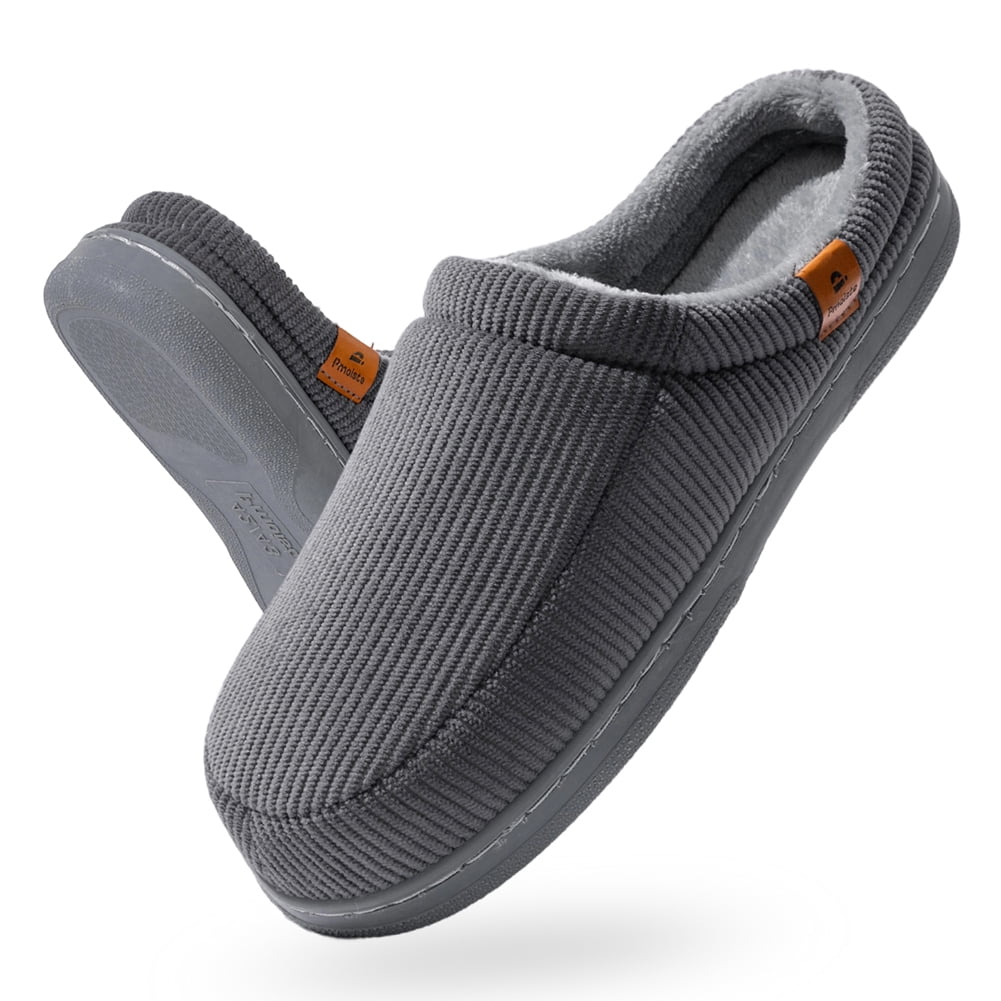 Pmoiste Stripes Splicing Mens House Slippers Plus Size Thermal Plush ...
