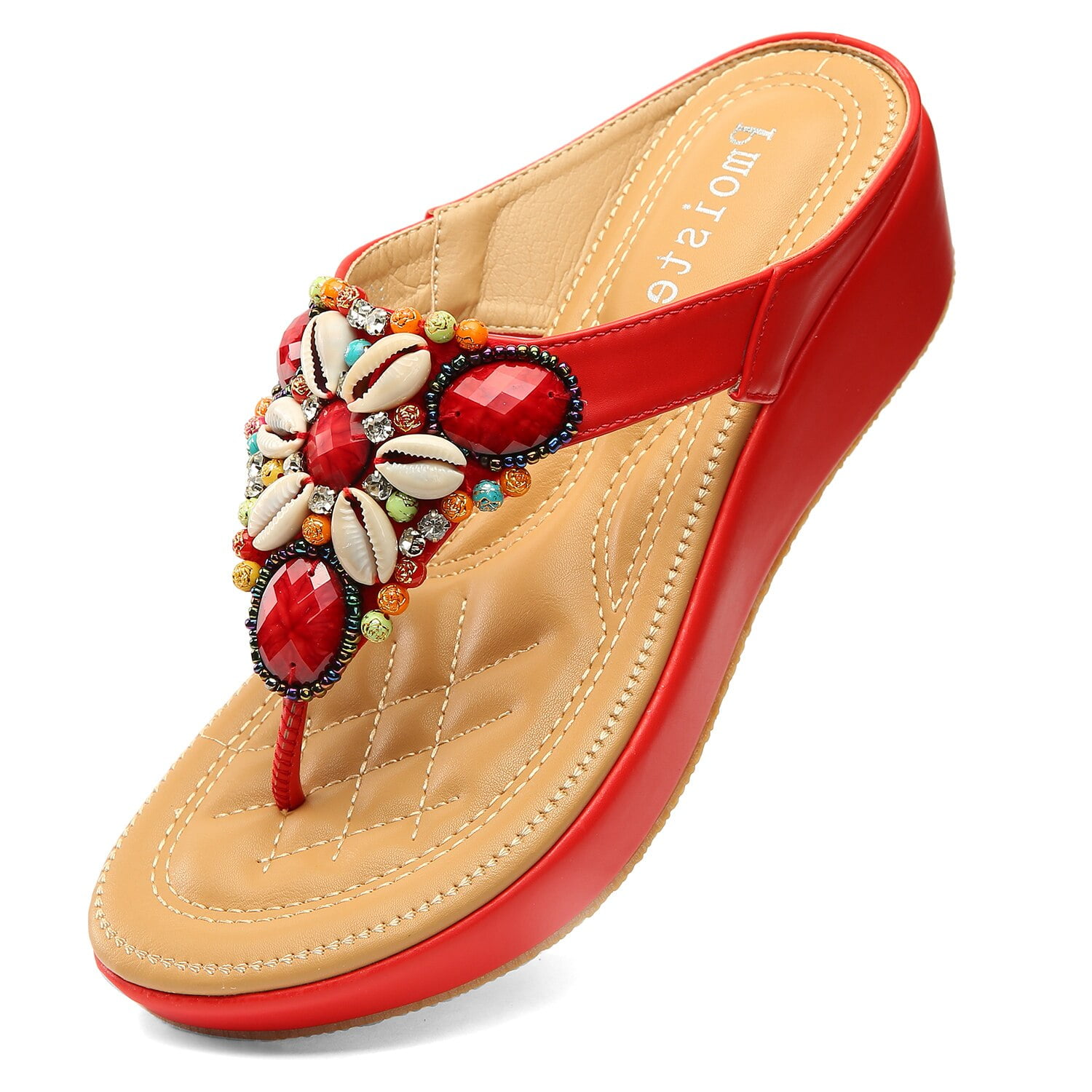 Pmoiste Women's Flip Flop Shoes Summer Platform Sandals Beach Shells ...