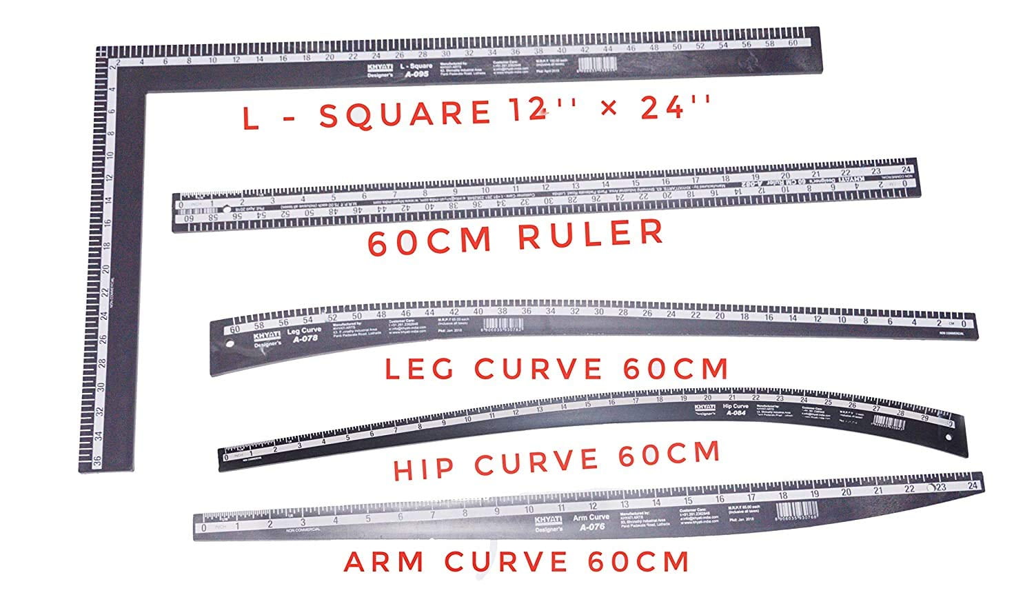 Pmw - 5 Plastic Scales Set - Complete Fashion Designing Tailoring ...