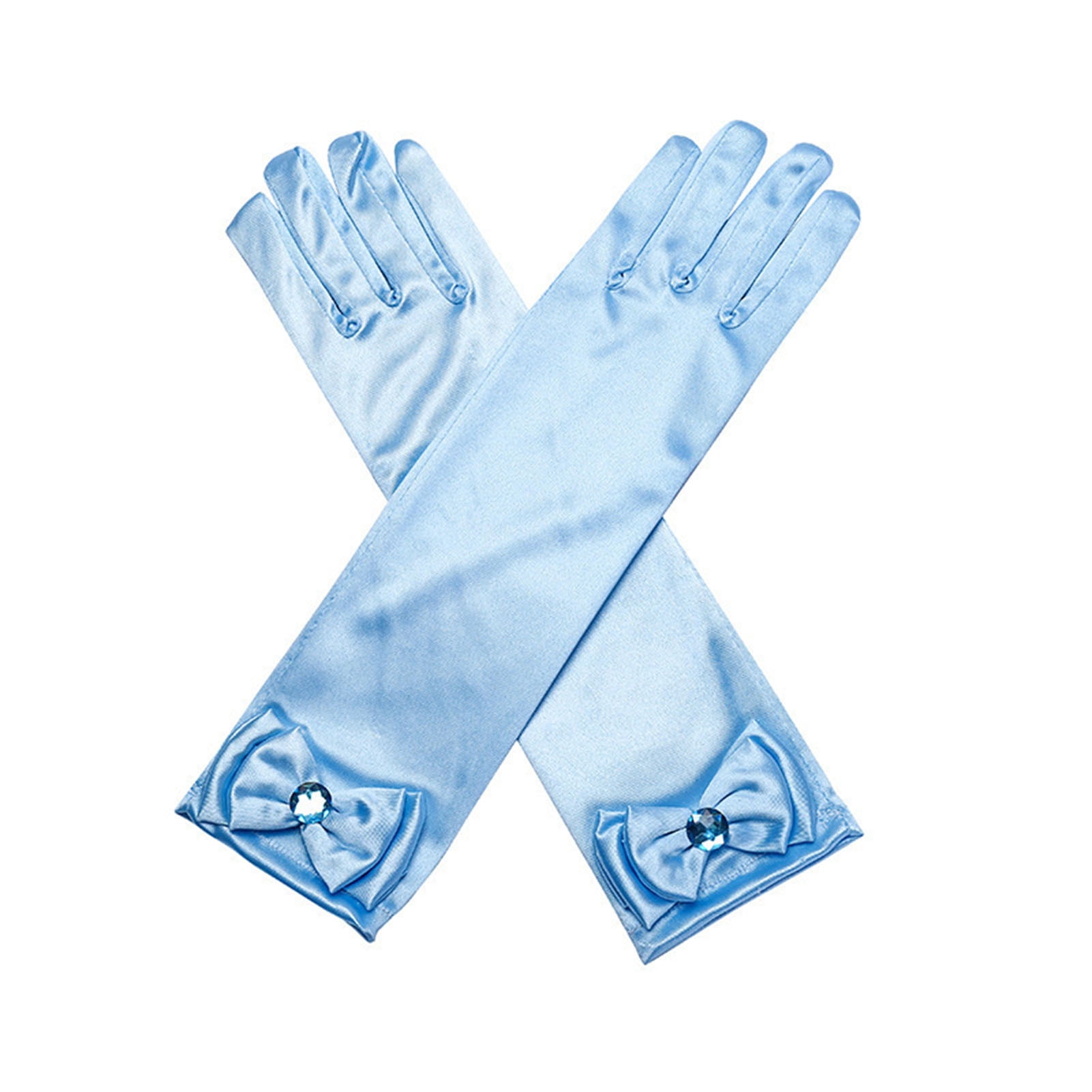 Pnellth 1 Pair Princess Gloves Full Finger Faux Crystal Bowknot Shiny ...