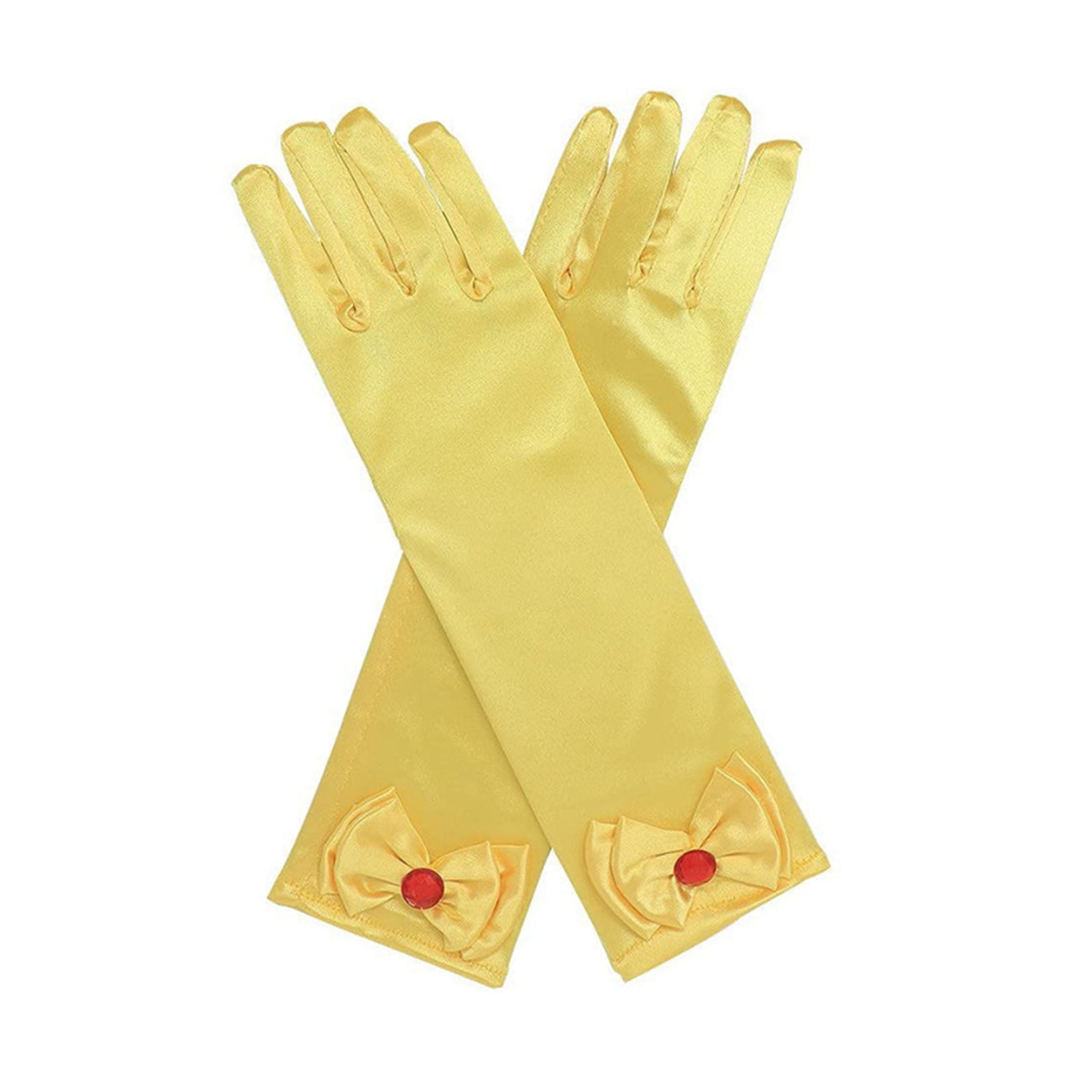 Pnellth 1 Pair Princess Gloves Full Finger Faux Crystal Bowknot Shiny ...