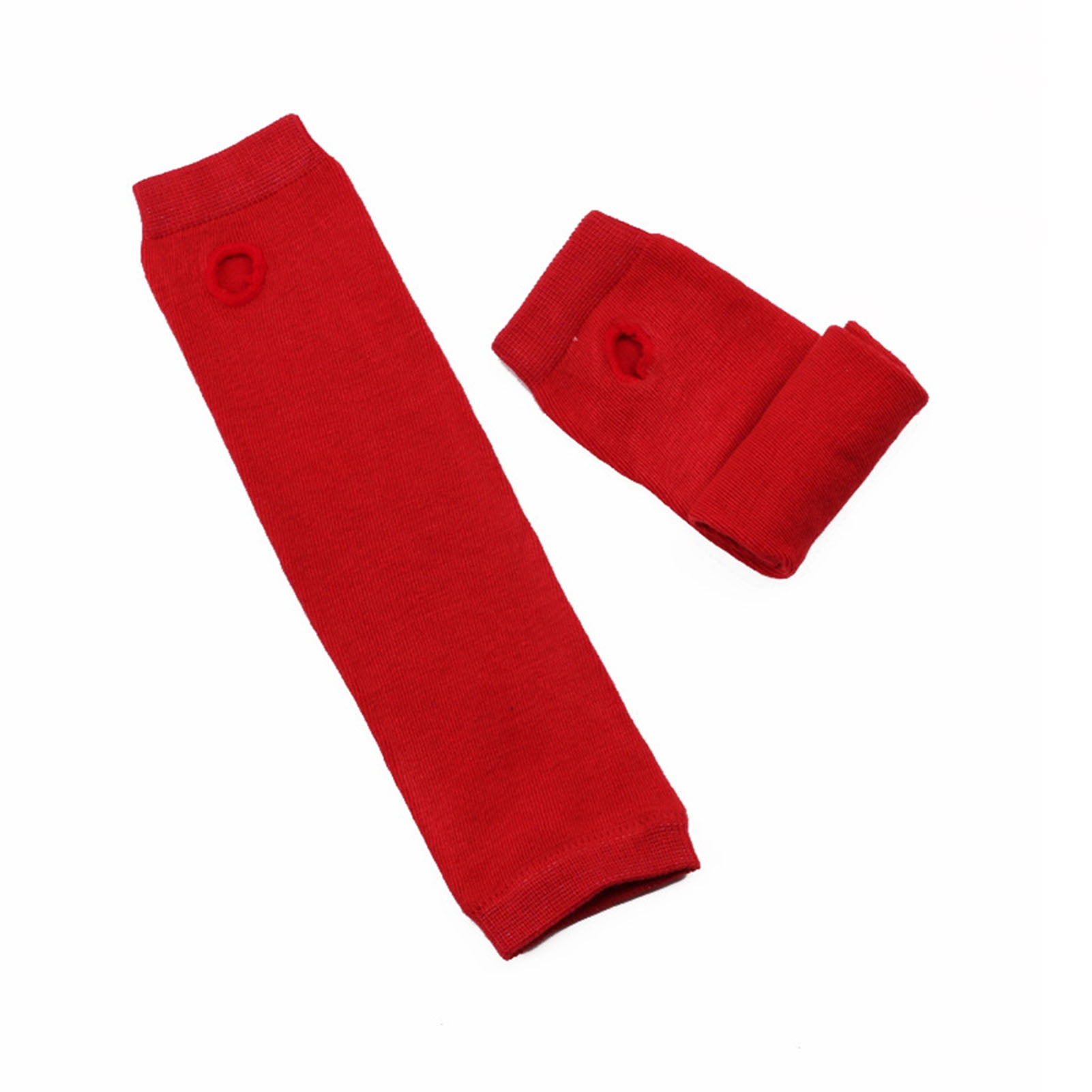 Pnellth 1 Pair Striped Half Finger Arm Covers Women Crochet Knitted Arm ...