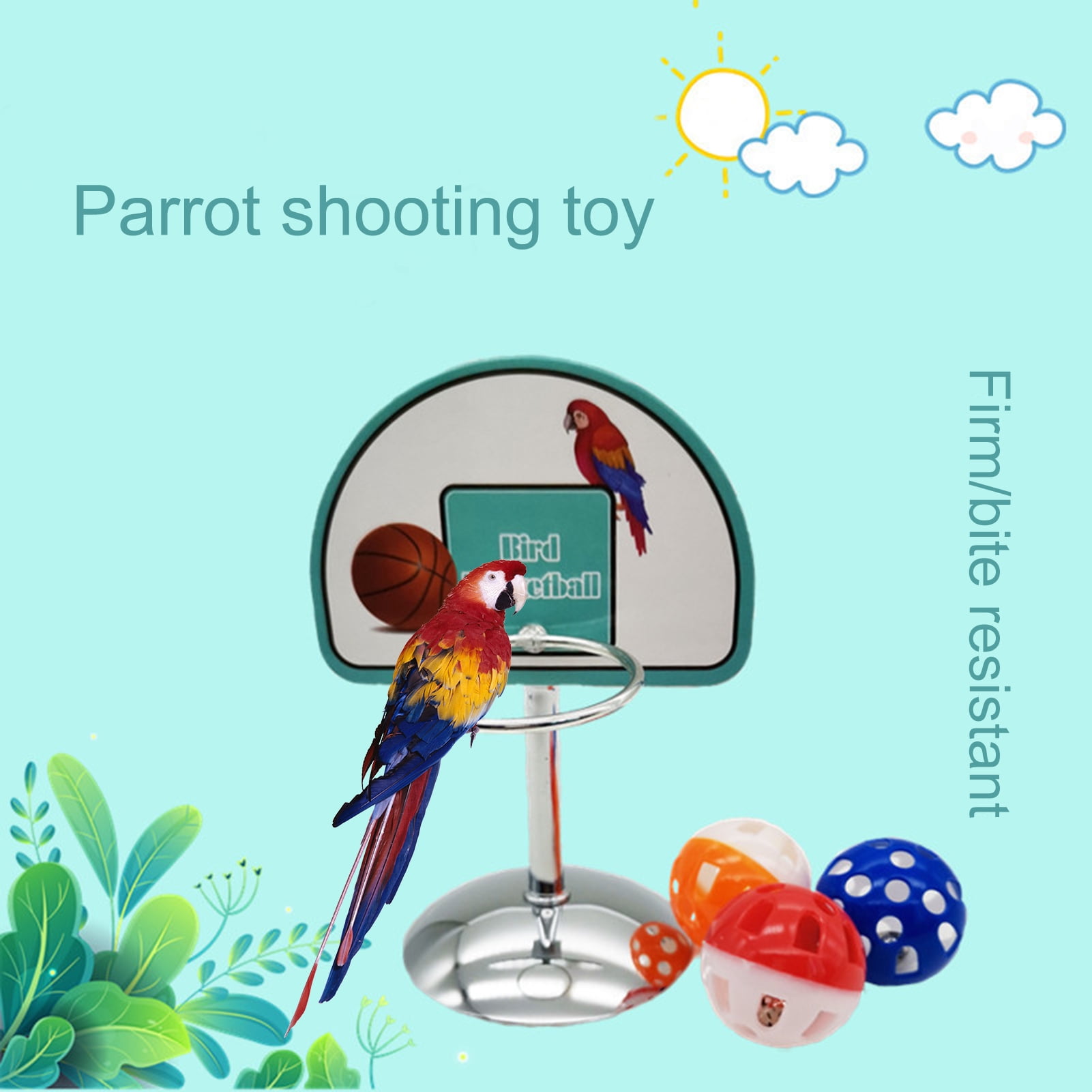 Pnellth 1 Set Bird Toy Round Base with Bell Ball Pet Bird Parrot ...
