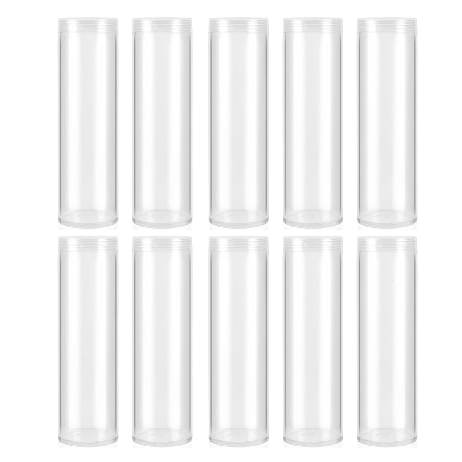 Pnellth 10Pcs Coin Tube Transparent Plastic Coin Tube Organizer Round ...