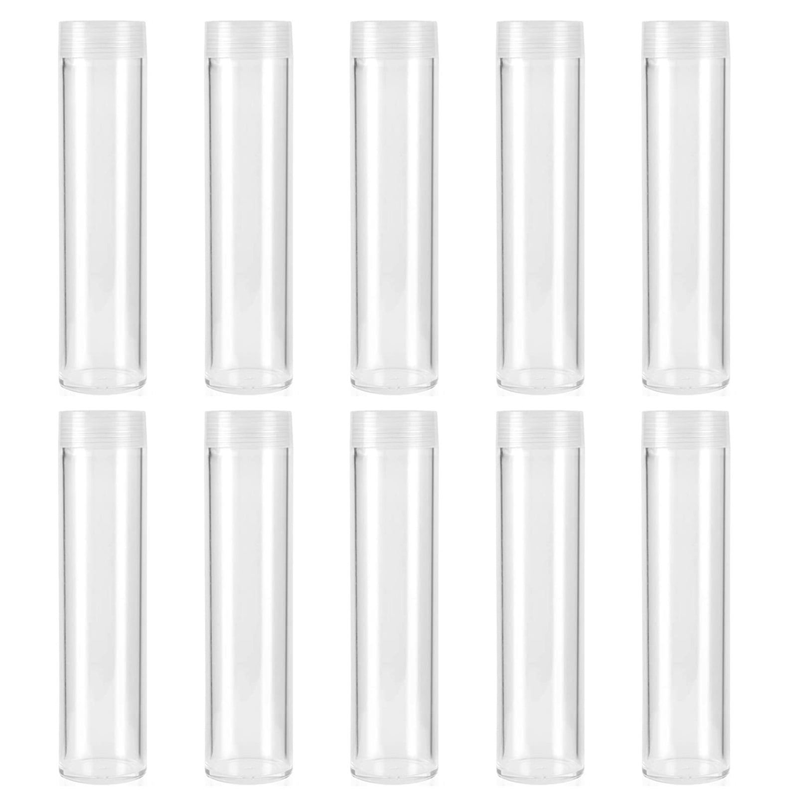 Pnellth 10Pcs Coin Tube Transparent Plastic Coin Tube Organizer Round ...