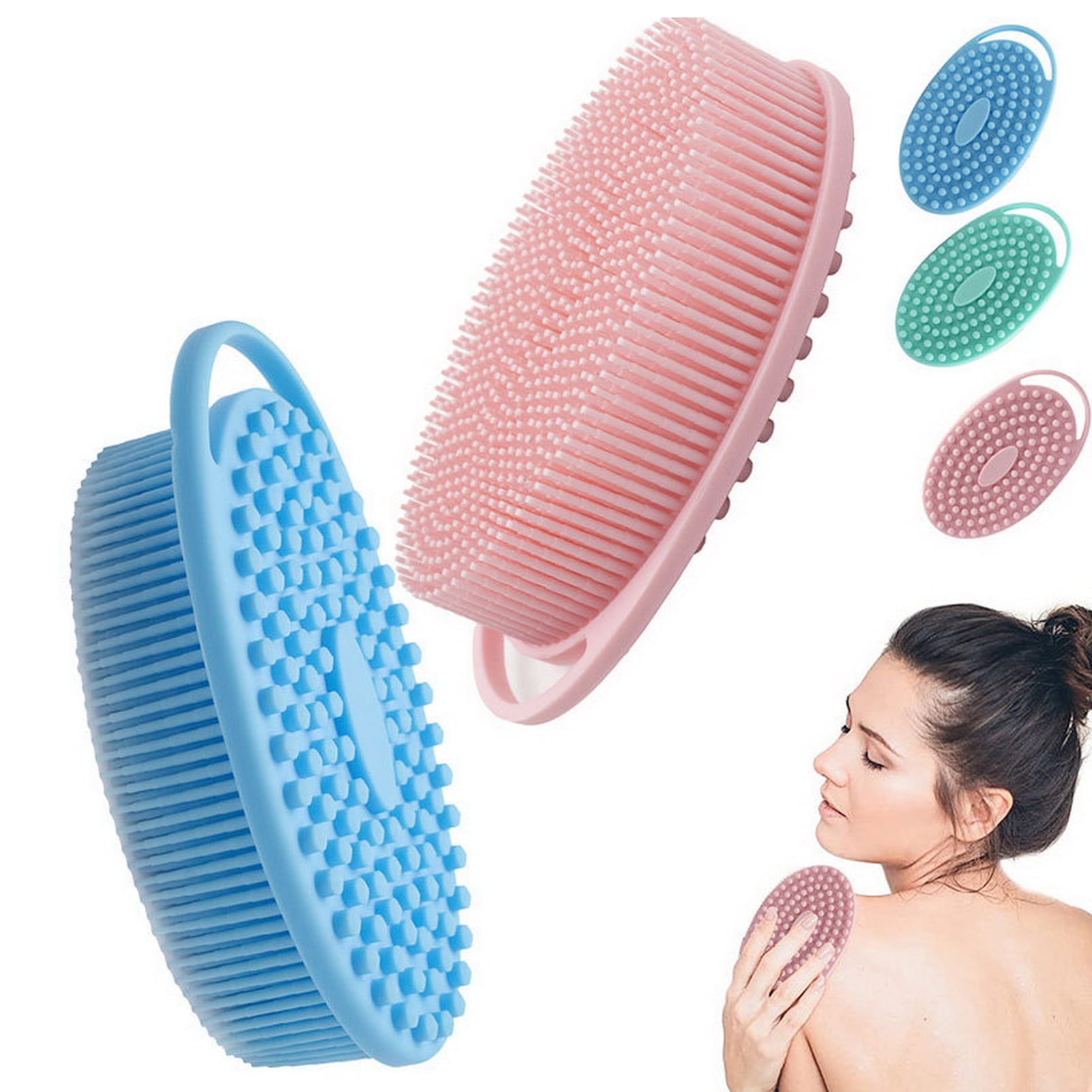 Pnellth 2-Pack Silicone Body Scrubber Brush Soft Bristles Deep ...