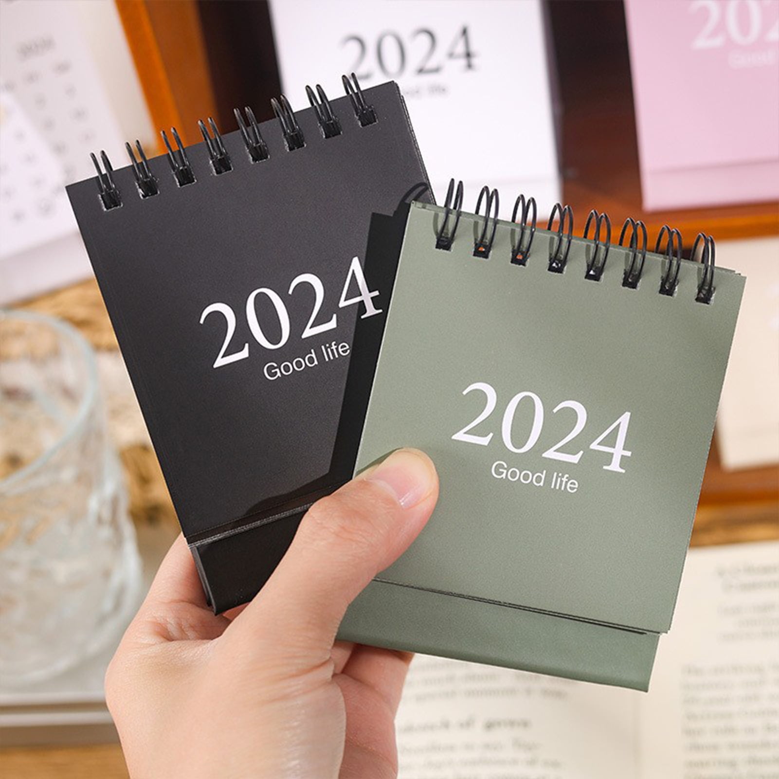 Pnellth 2023-2024 Mini Desk Calendar Plan Book Spiral Coil Page Turning ...
