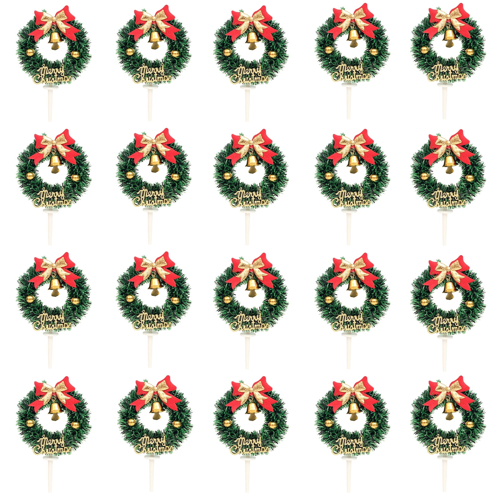 Pnellth 20Pcs Christmas Cake Toppers Food Grade Bright Color Reusable ...