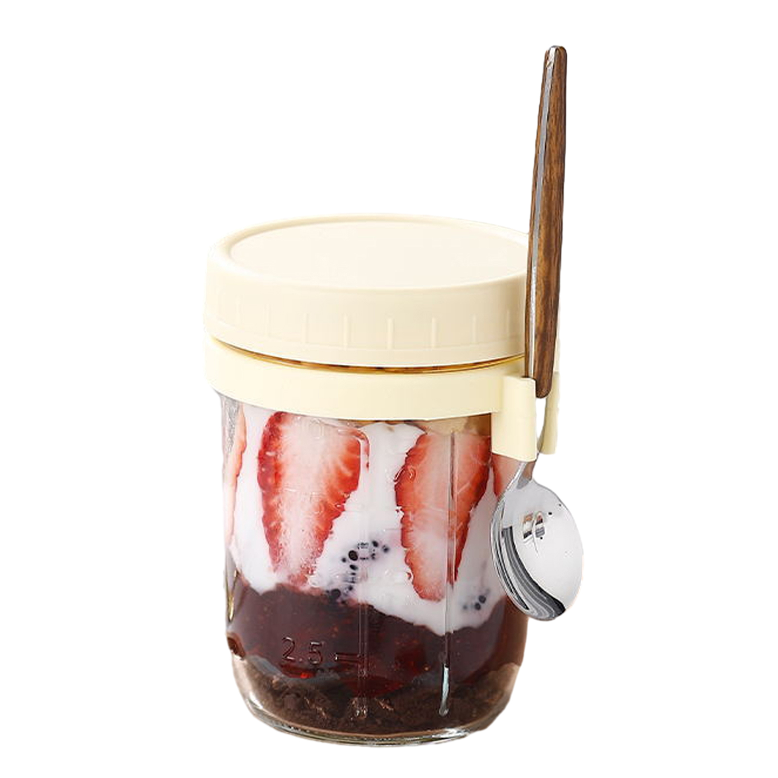 Pnellth 2Pcs Glass Oatmeal Breakfast Cups with Spoon Good Sealing Clear ...