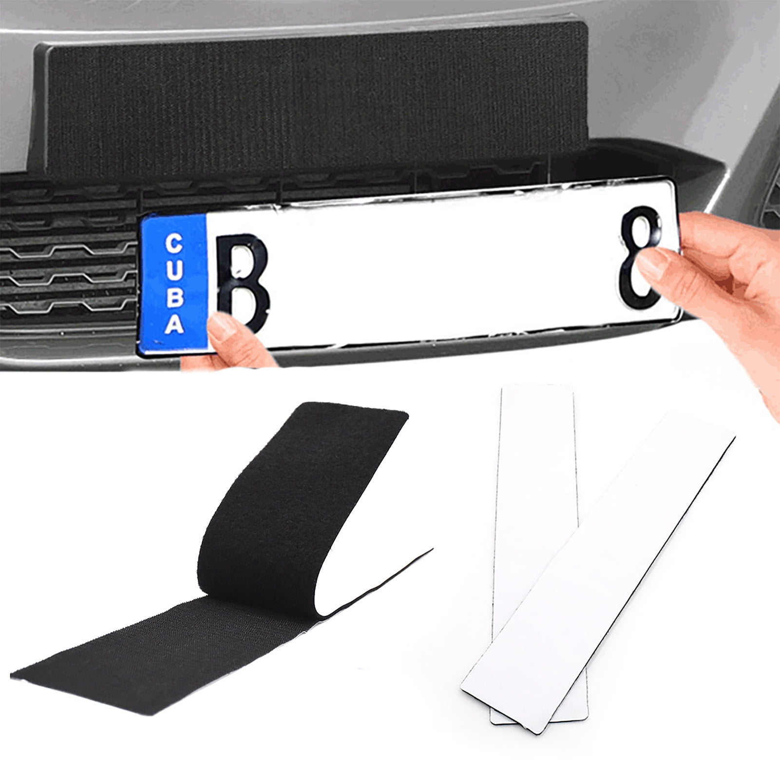 Pnellth 2Pcs/Set Adhesive License Plate Holder Frameless Black Weather ...